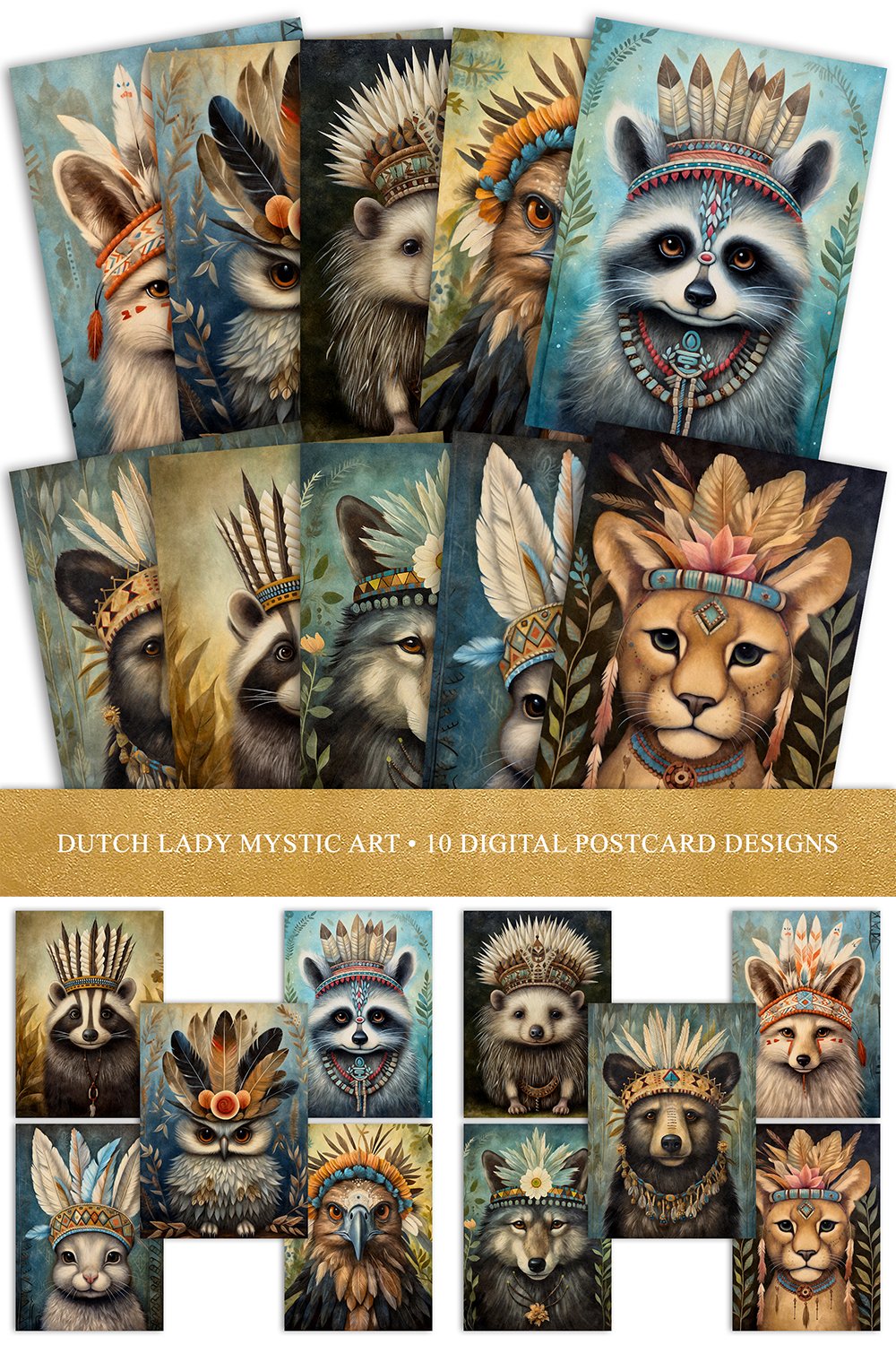 Boho Prairie Animals Postcard and Poster Print Set