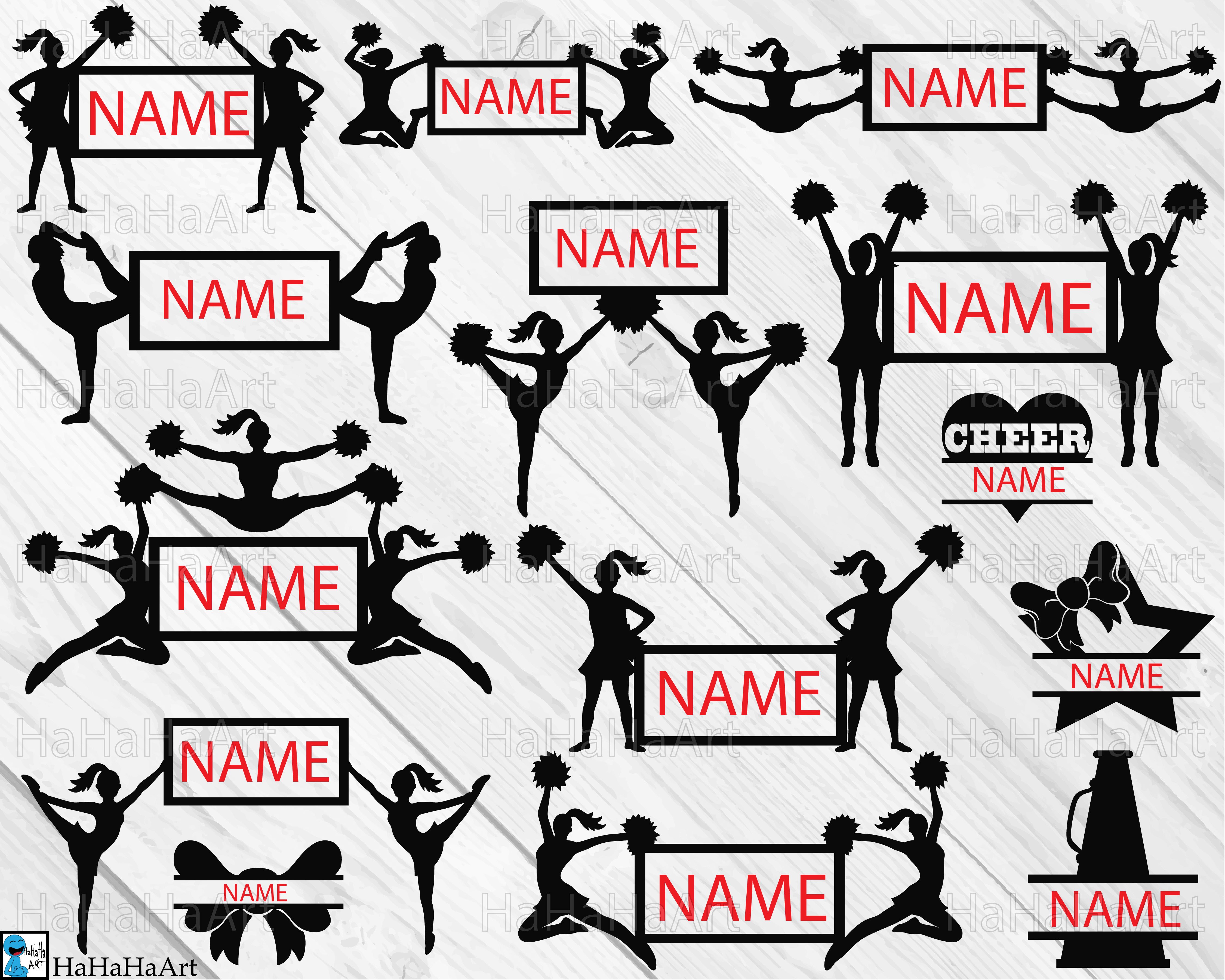 Split and Rectangle Cheer - Clip art / Cutting Files 1569c