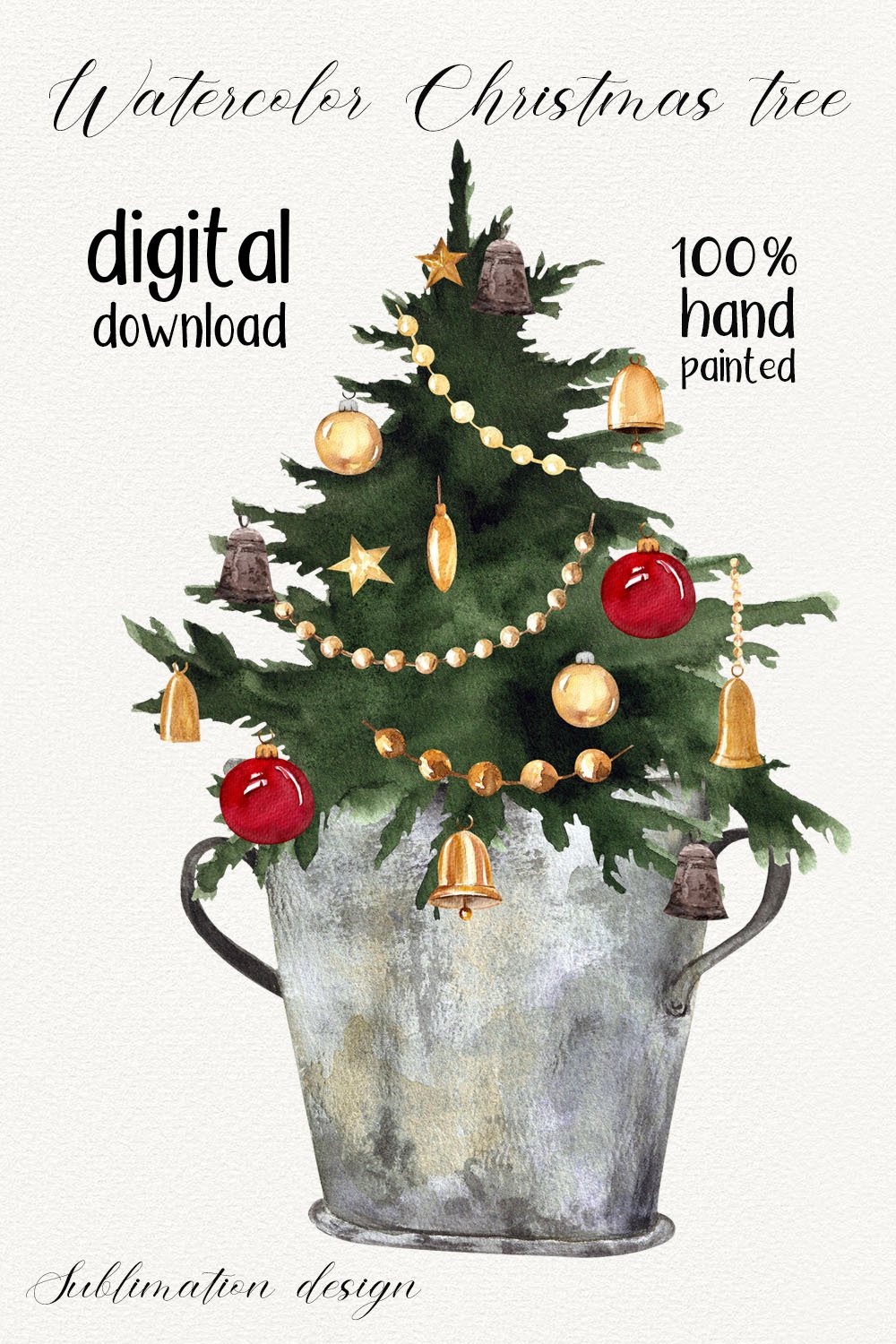 Watercolor Christmas tree clipart Png sublimation designs