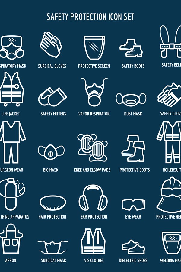 Work health and occupational safety icons