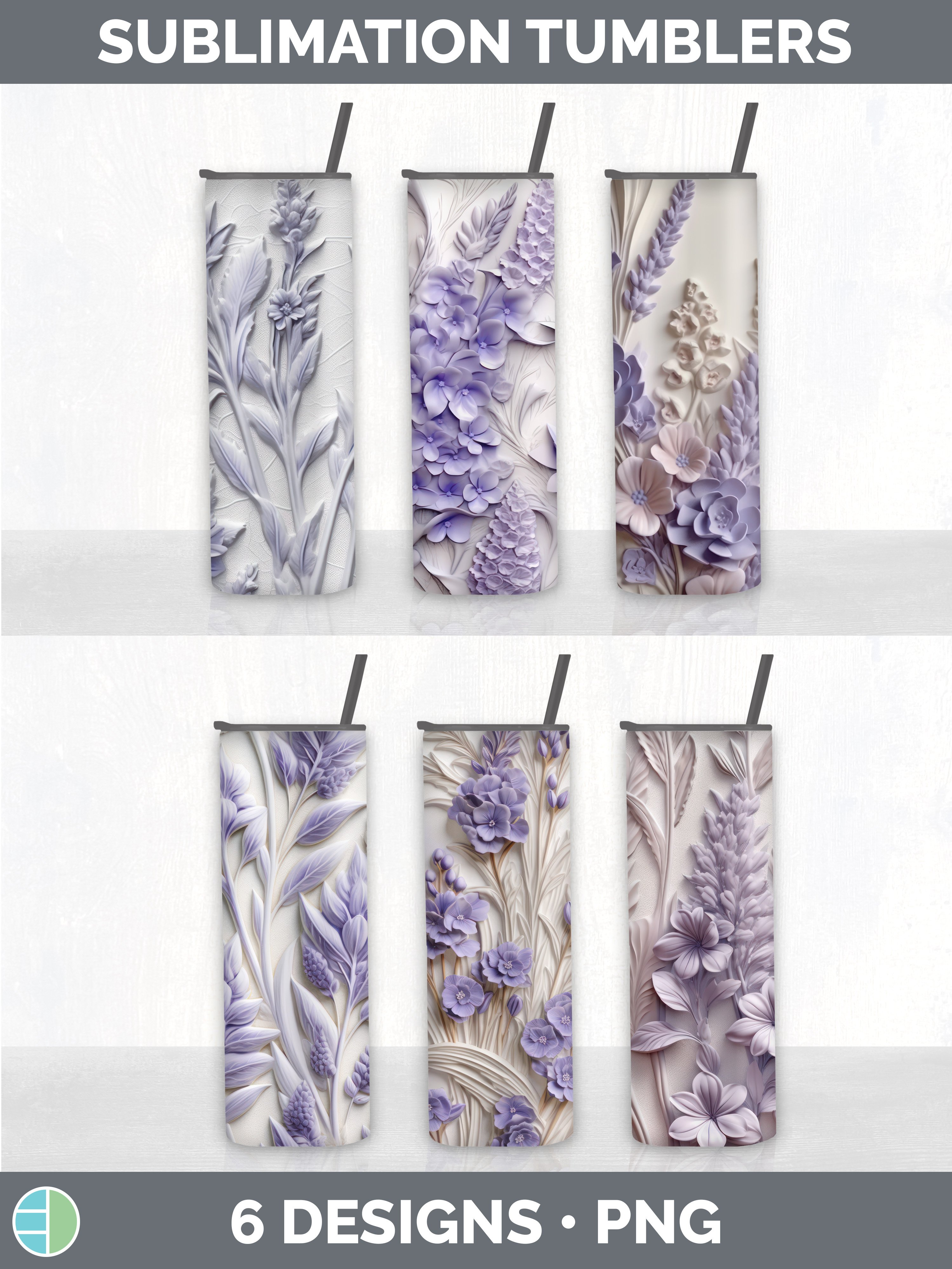3D Lavender Flowers Tumbler | Sublimation 20 oz Skinny Tumbl