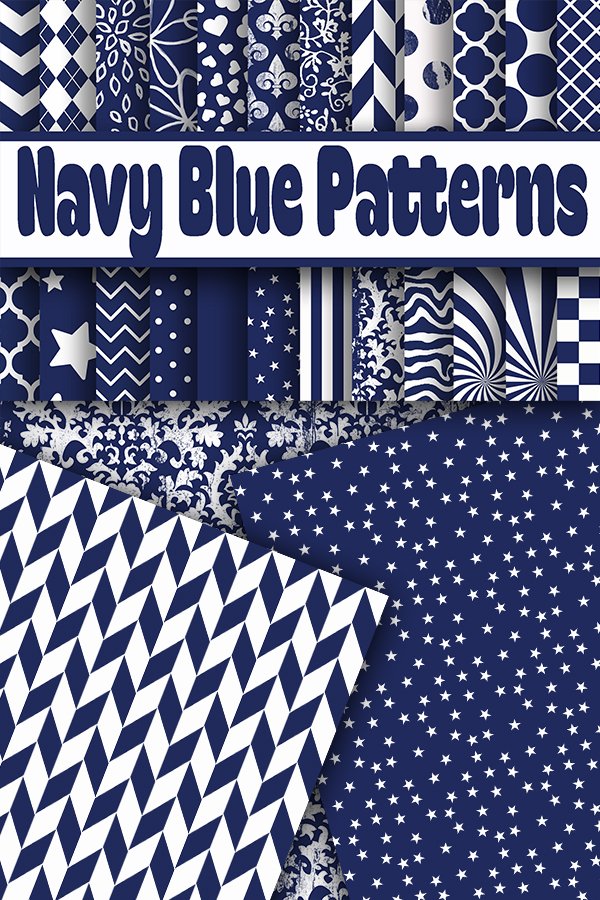 Navy Blue Patterns Digital Paper