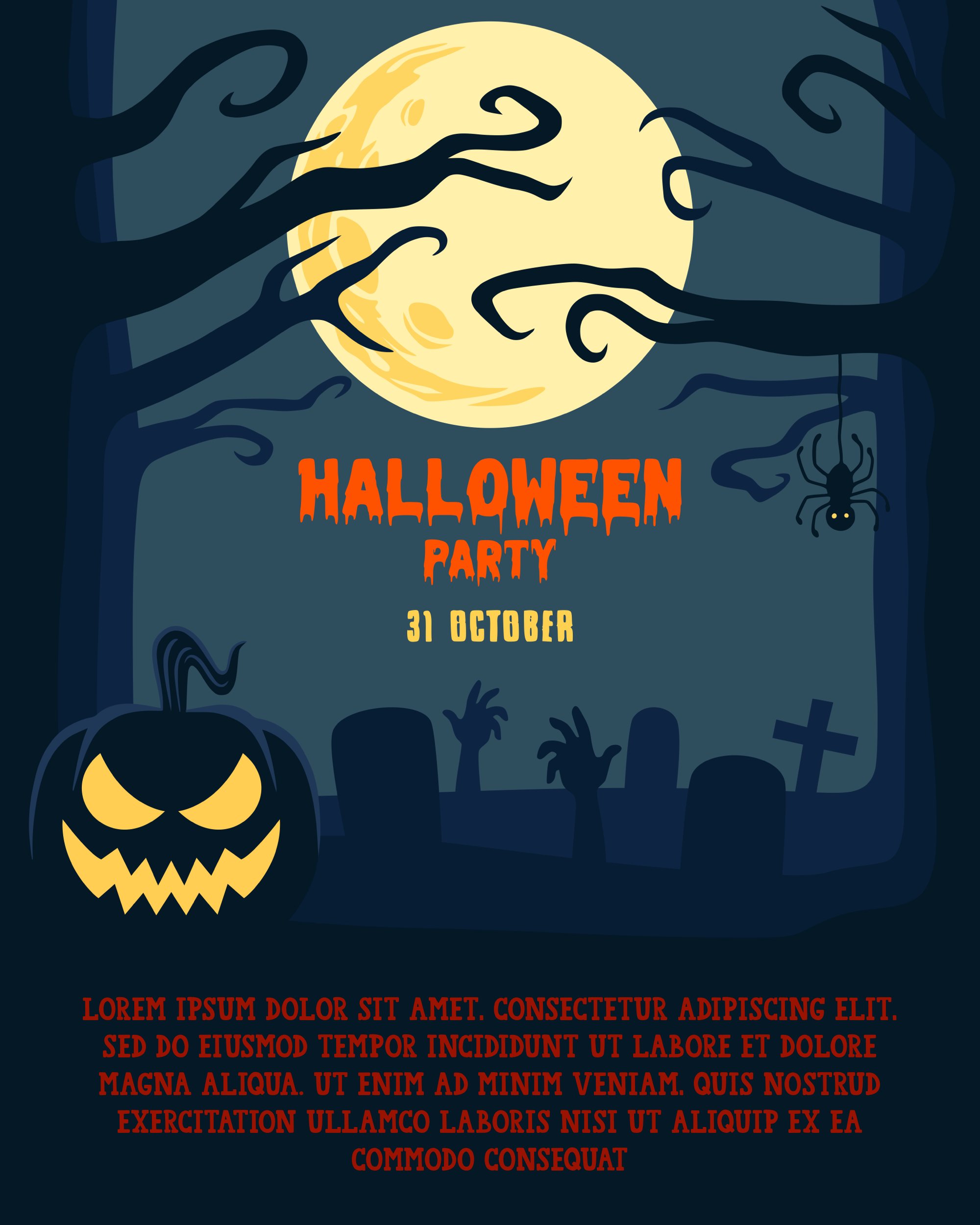 Halloween Party Design Template. Editable vector SVG EPS