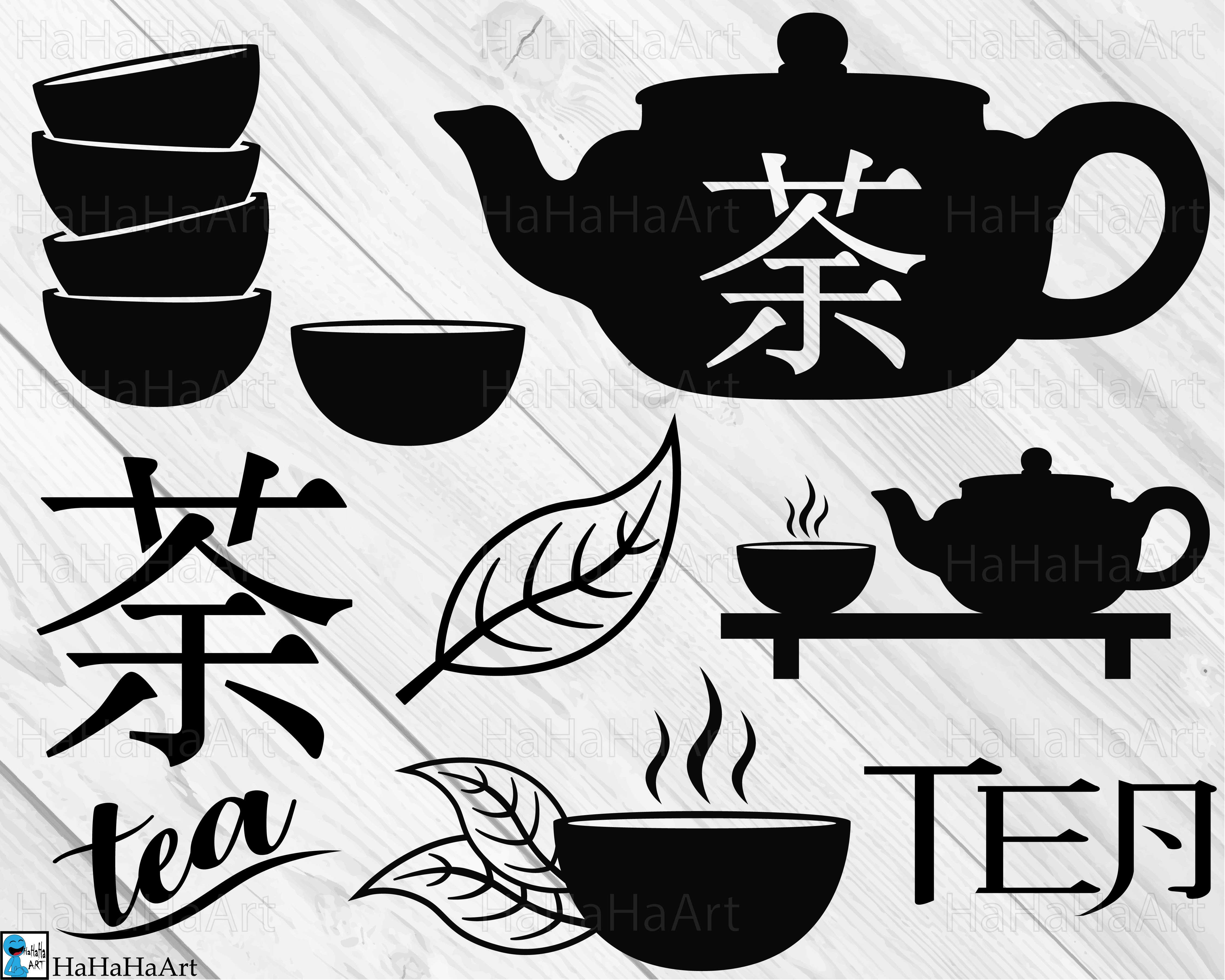 Chinese Tea Designs - Clip art / Cutting Files (1058449)