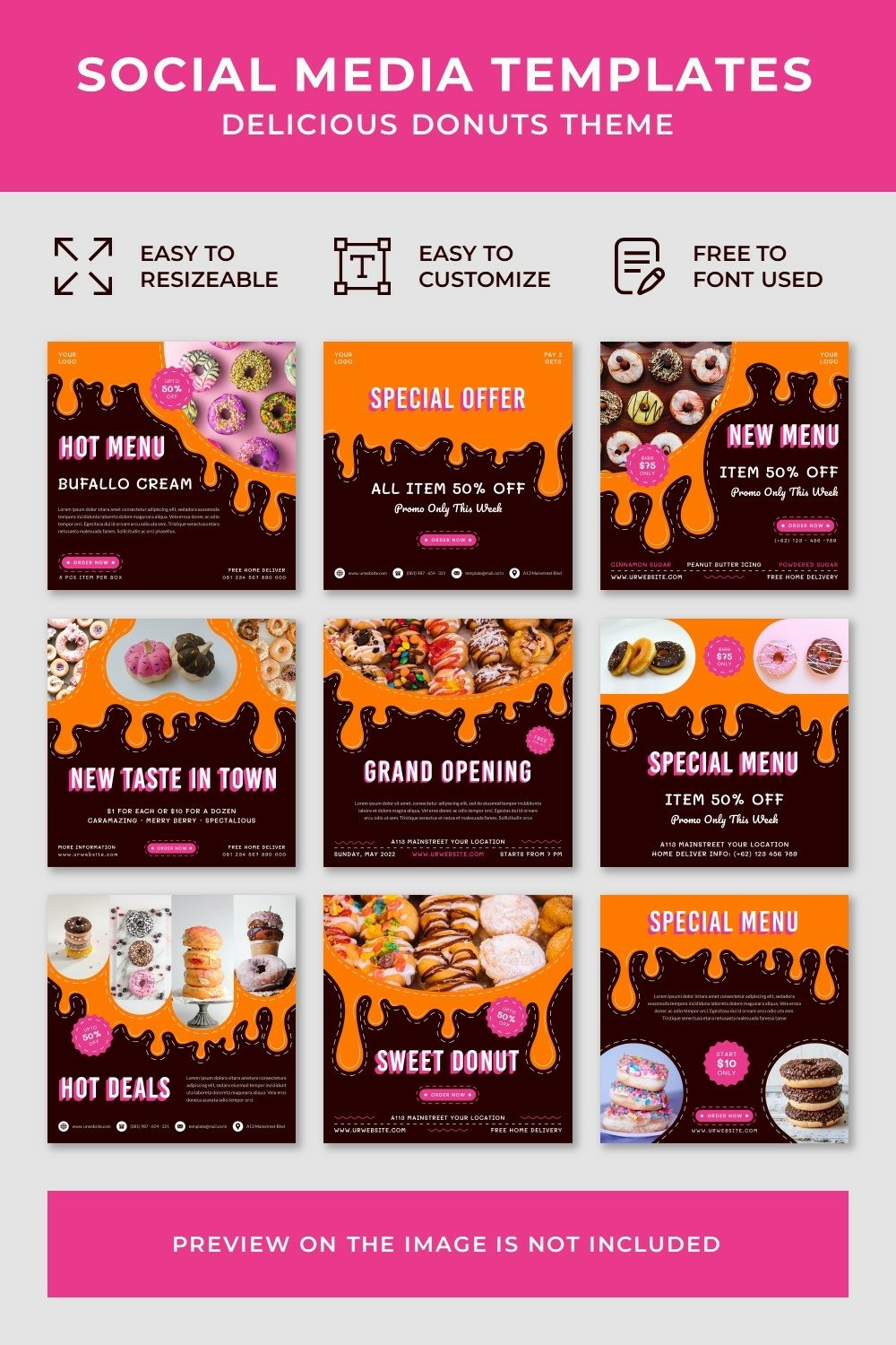 Delicious Donuts Social Media Post Templates