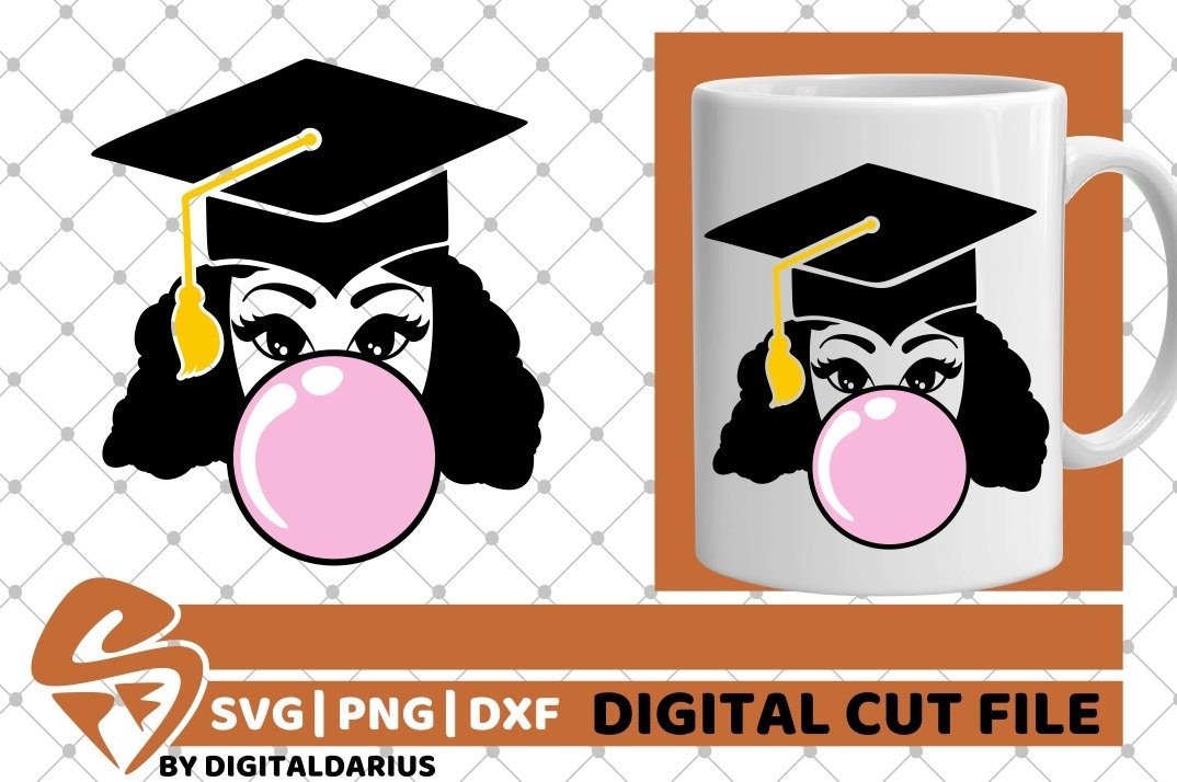 Afro Girl with Graduation Hat svg, Grad svg, Melanin Poppin