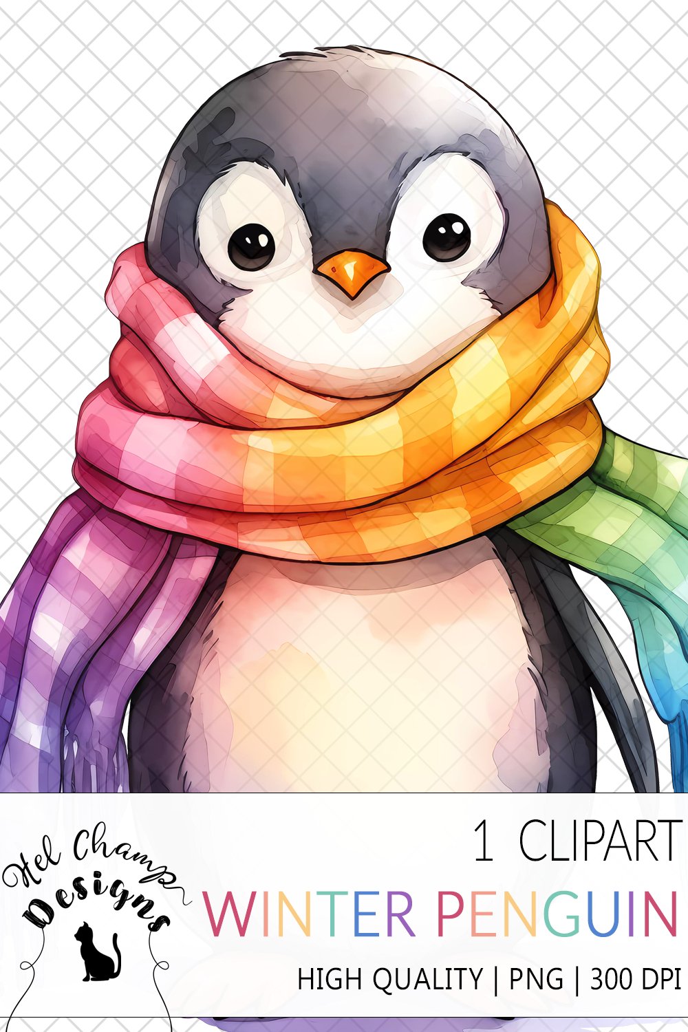 Winter penguin rainbow transparent clipart