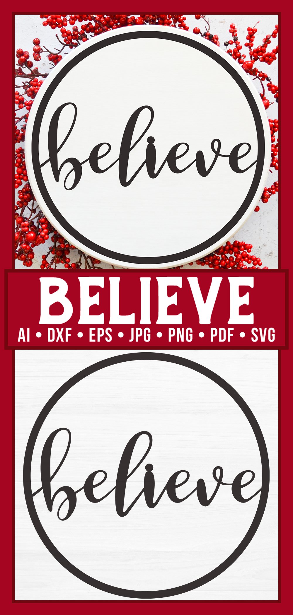 Believe Round Sign SVG