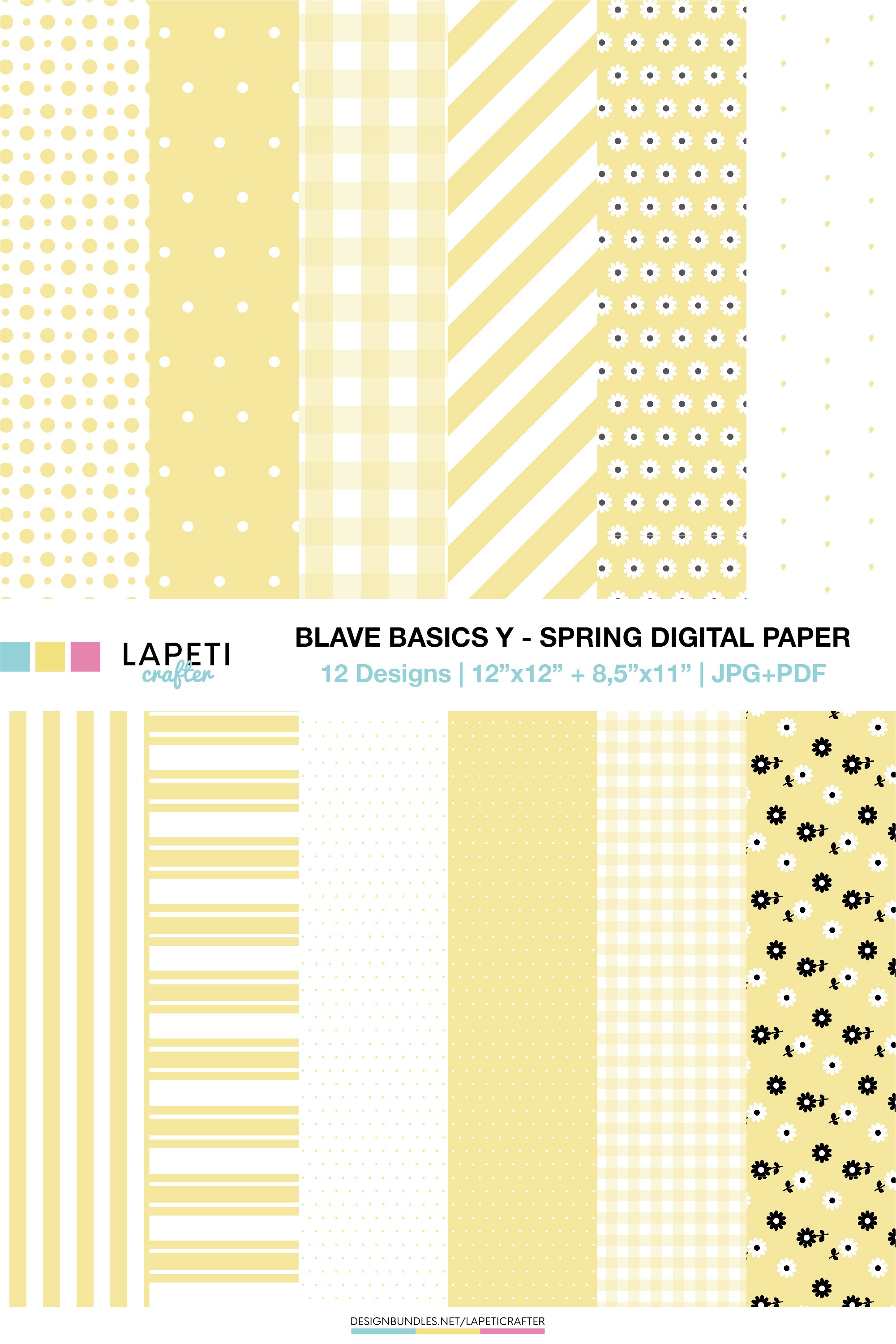 Yellow scrapbook paper packs | Paper with basic pattern