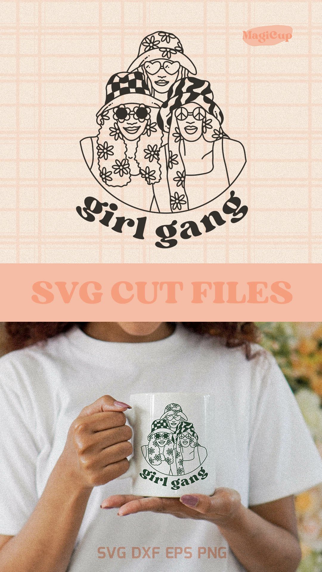 Hippie & Groovy file for Cutting Machines - Girl gang svg