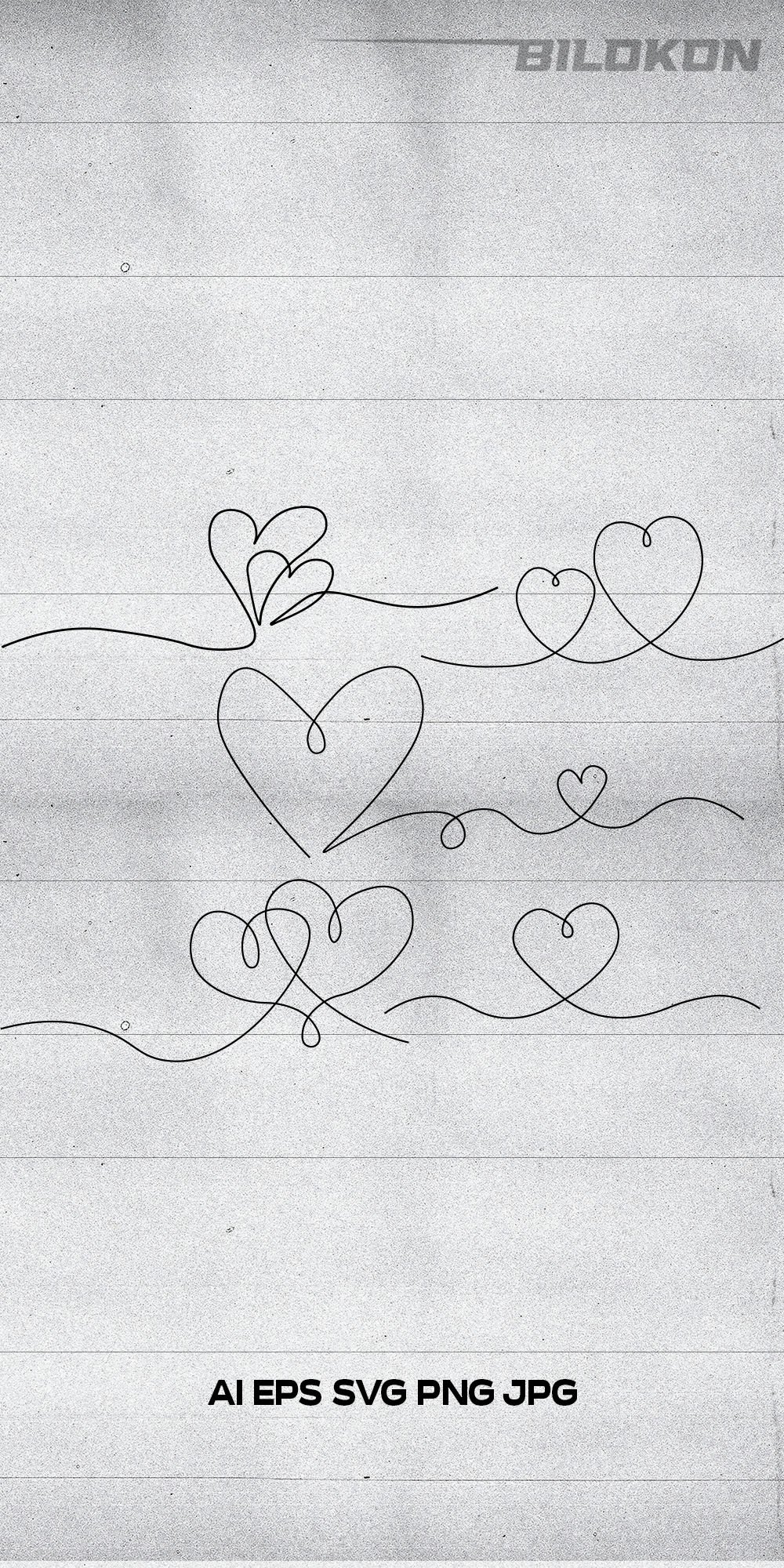 Heart doodle line set, decorative design line art, (2421852)