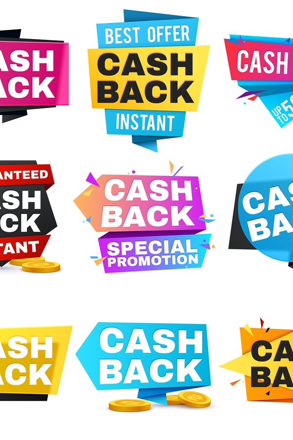 Money cash back vector labels and stickers set (893053)