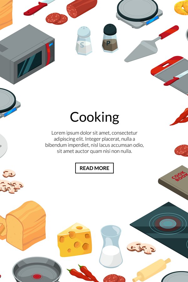 Vector cooking food isometric background (829071)