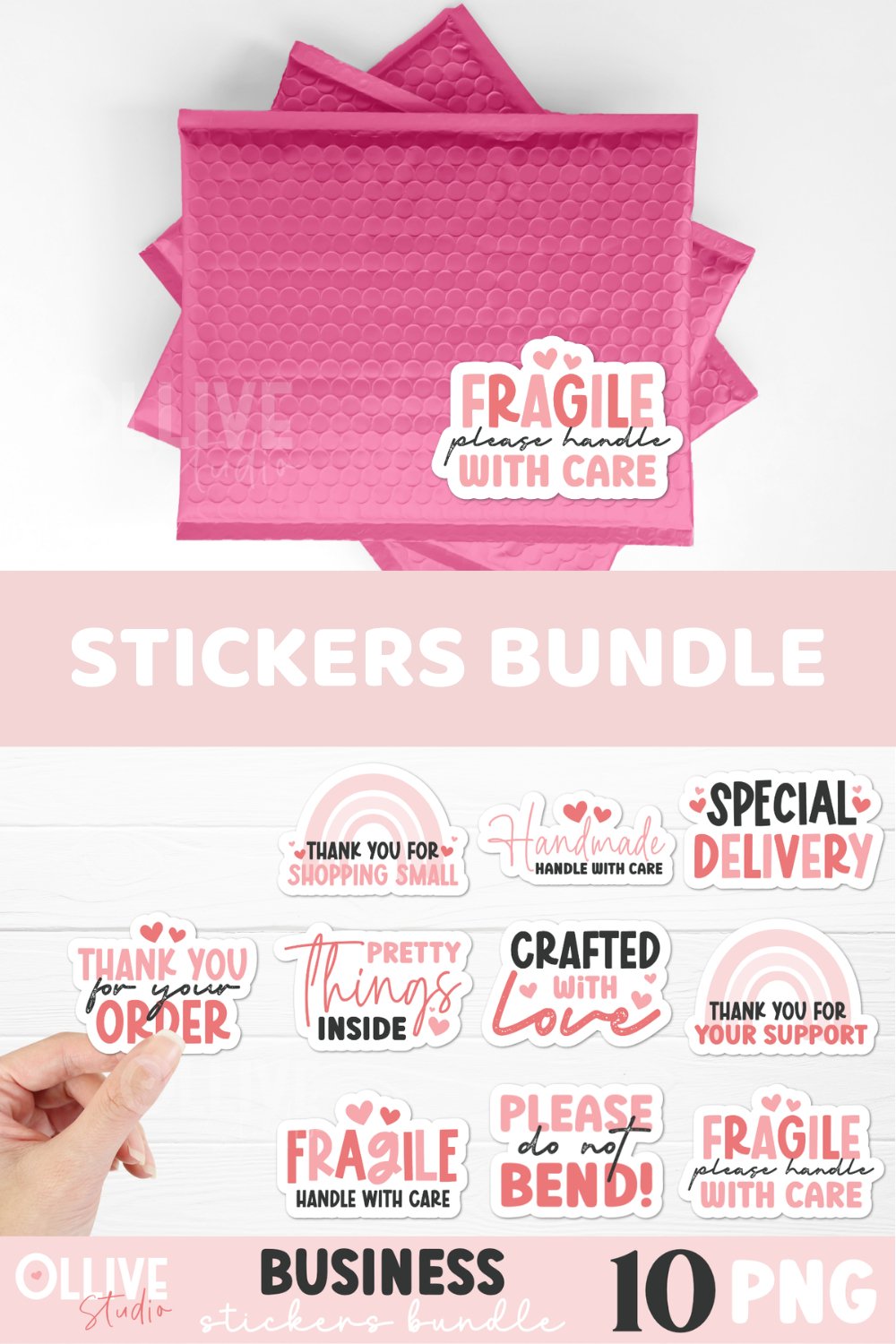Packaging and Small Business Printable Stickers Bundle PNG