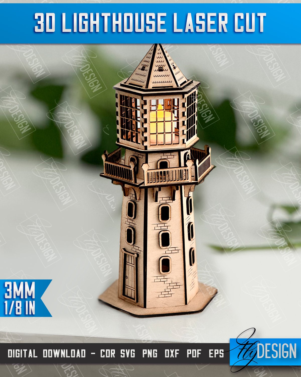 3D Lighthouse Laser Cut Design | 3D Lighthouse Puzzle Model