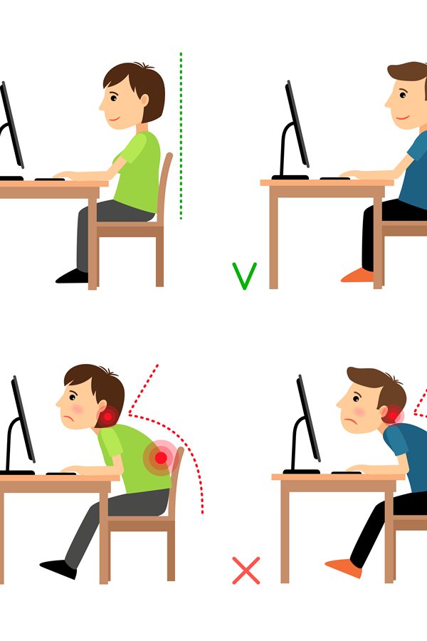 Incorrect and Correct back sitting position