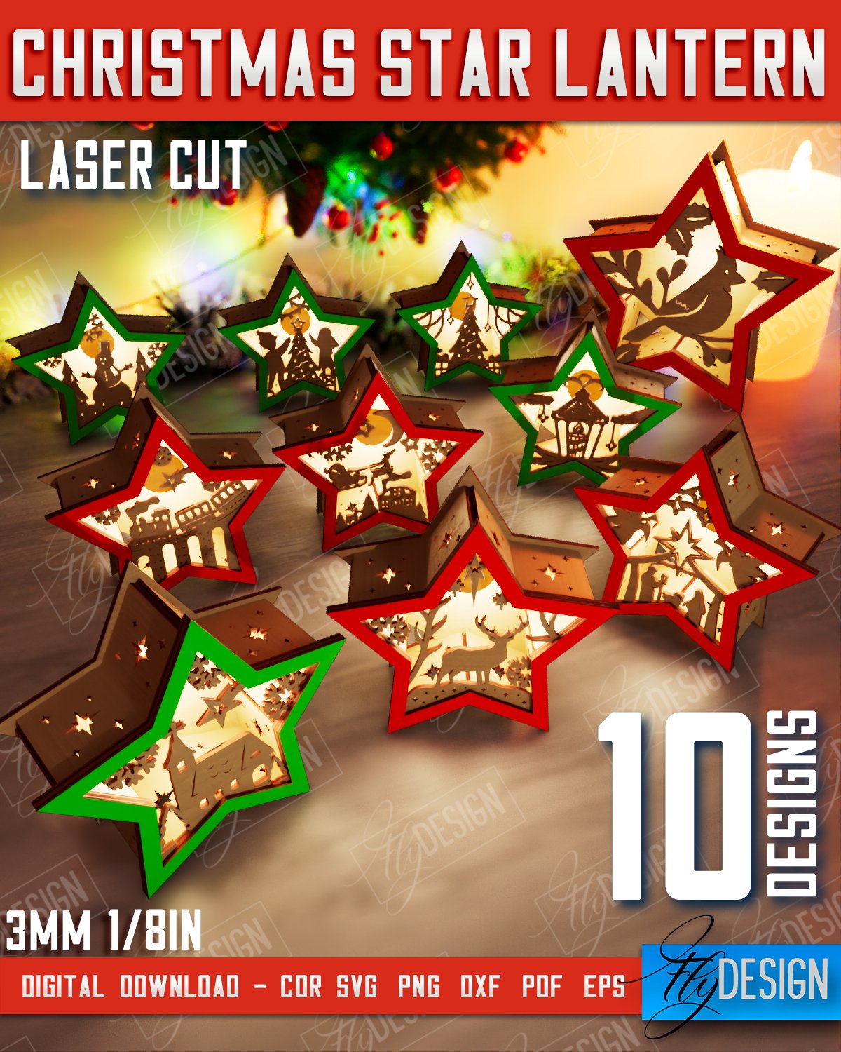 3D Christmas Shadow Star Lantern Bundle | Festive Decor |CNC