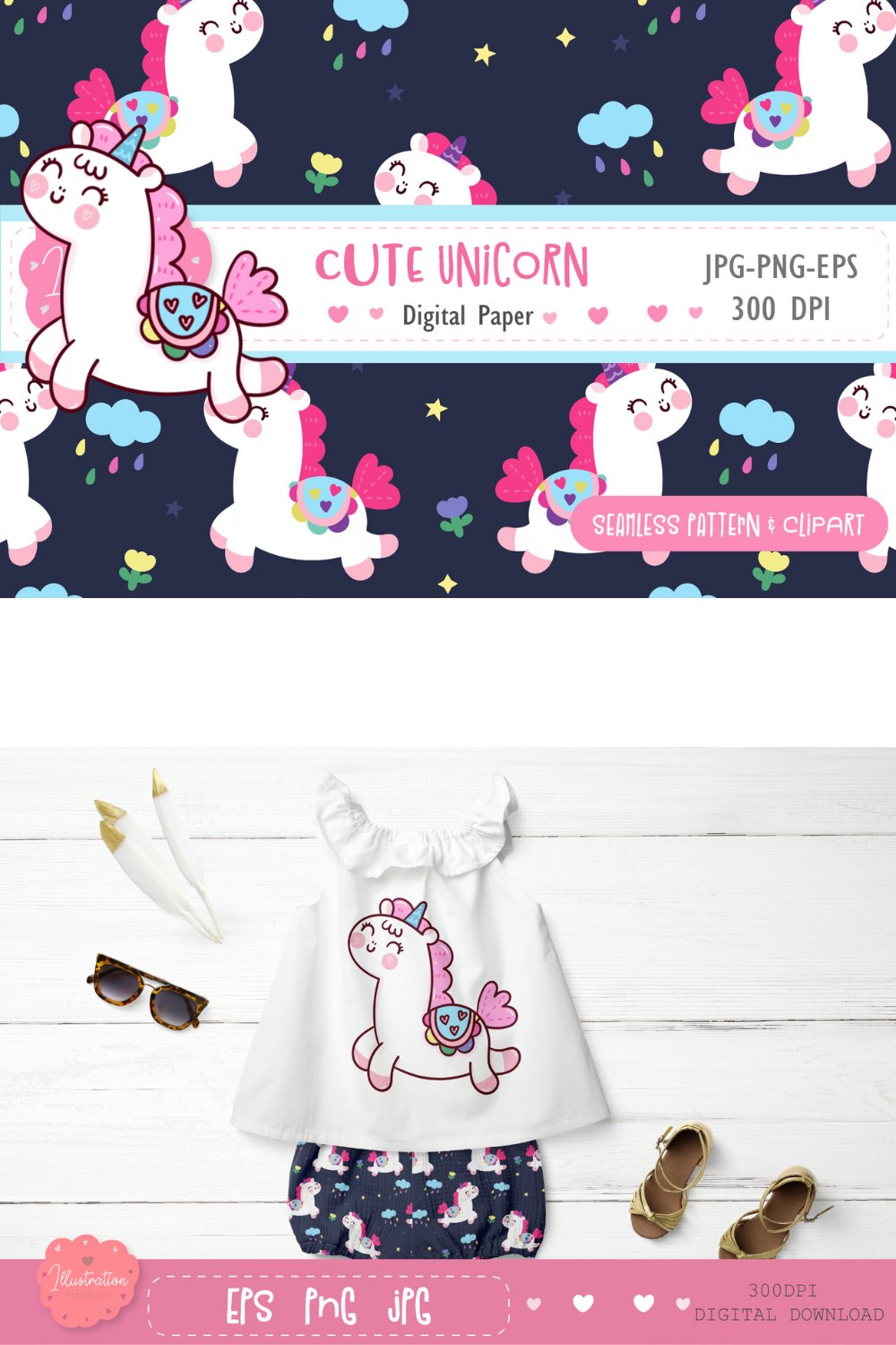 Seamless unicorn pattern animal pony cartoon