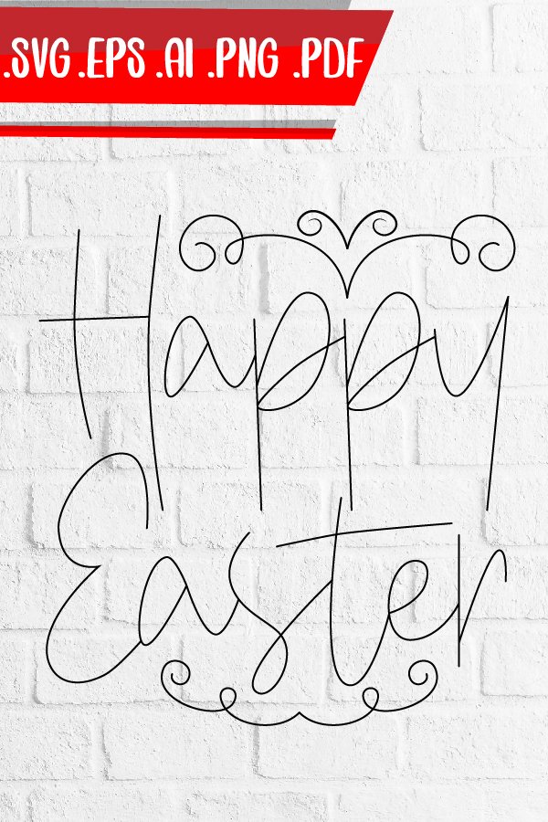 Single Line - Happy Easter Svg eps png ai pdf