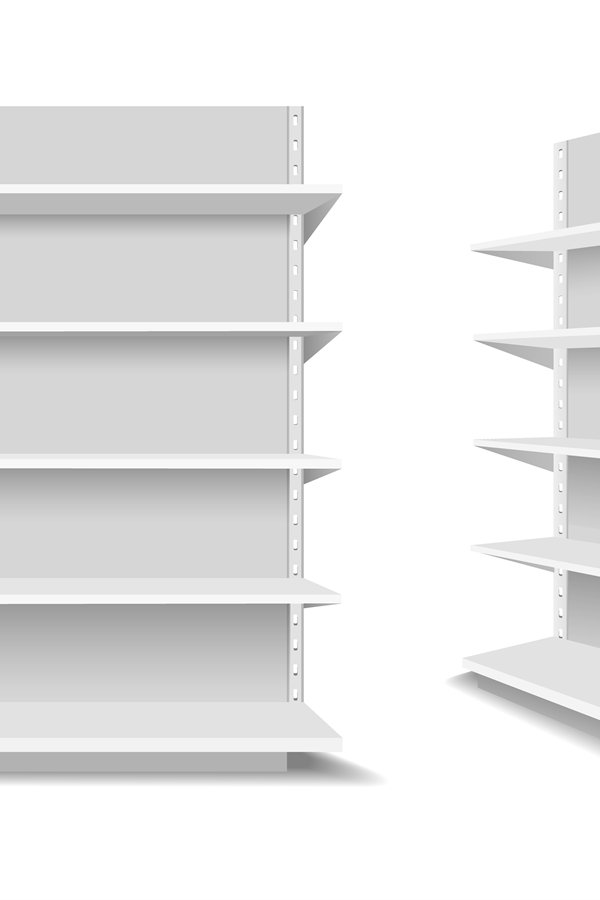 Empty showcase racks