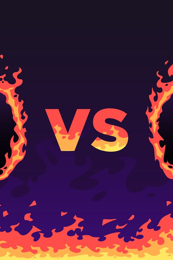 Fire versus frame. Sport challenges battle, flaming VS banne