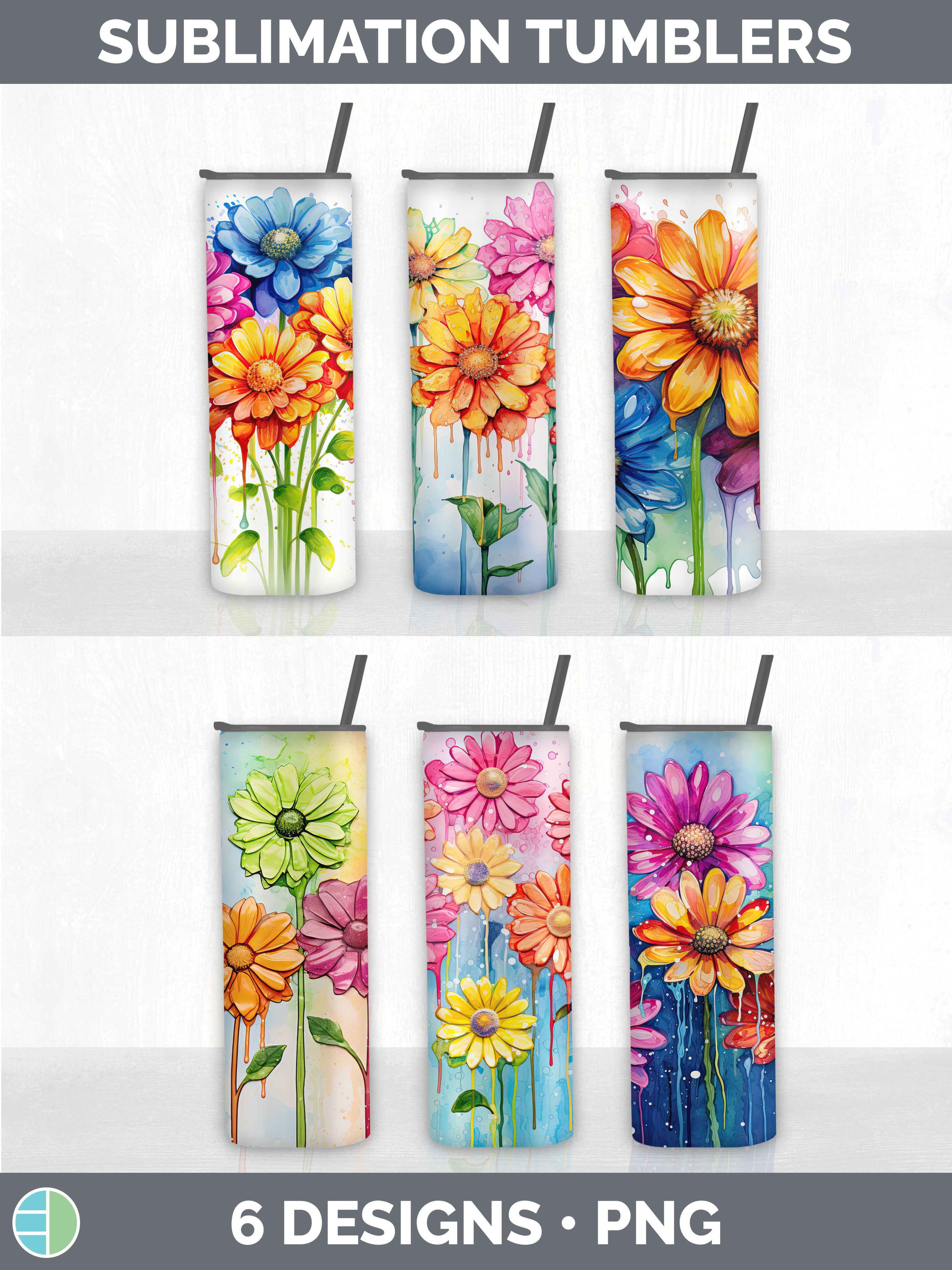 Splat Splat Rainbow Zinnia Flowers Tumbler | Bundle 20 oz Sk