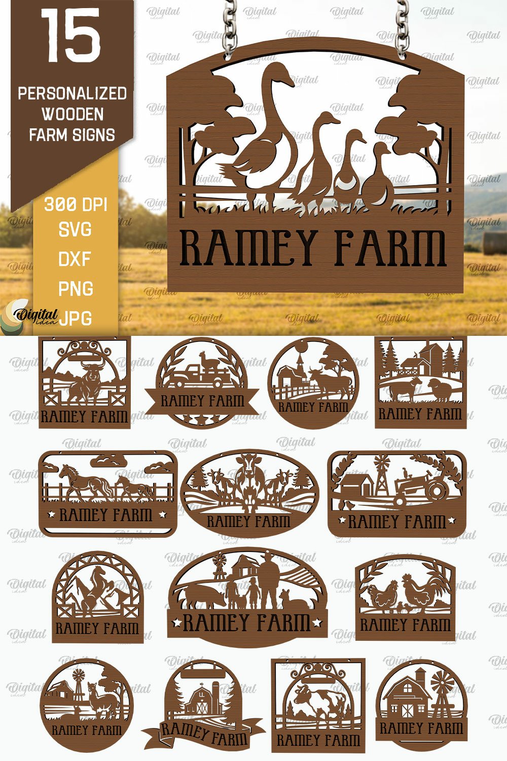Personalized Wooden Farm Signs Laser Cut Bundle