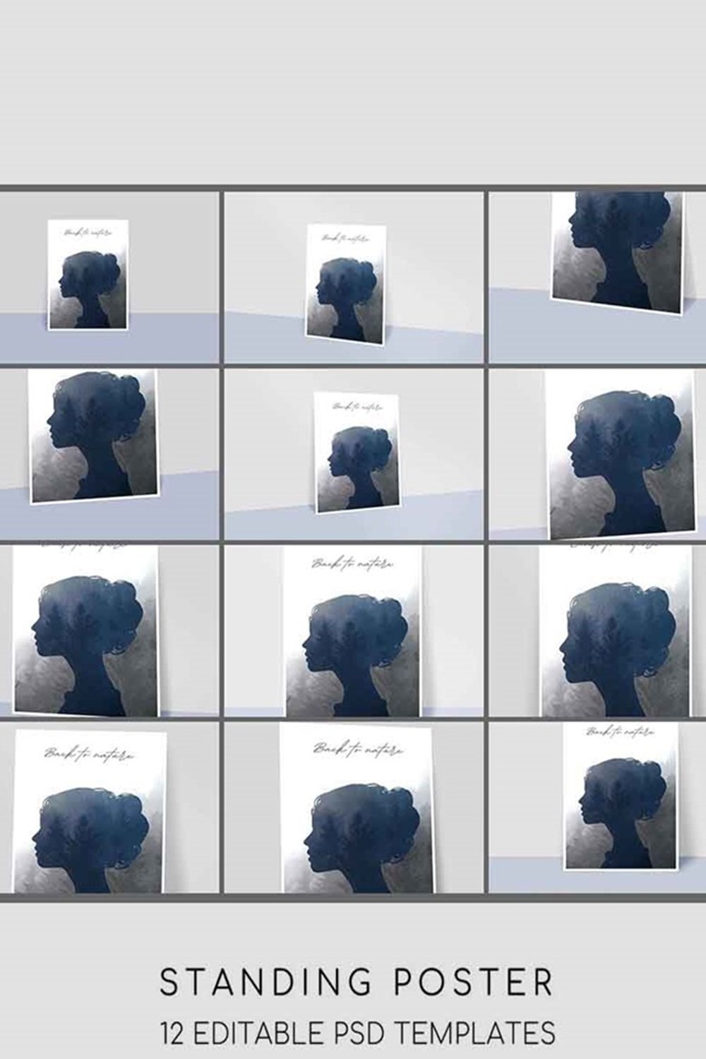 Minimal Standing Poster Mockup - 12 PSD Templates