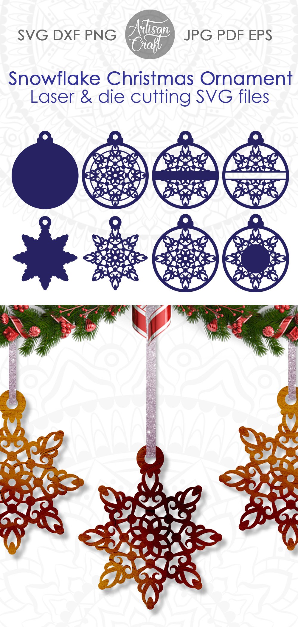 Snowflake Ornament Svg Bundle