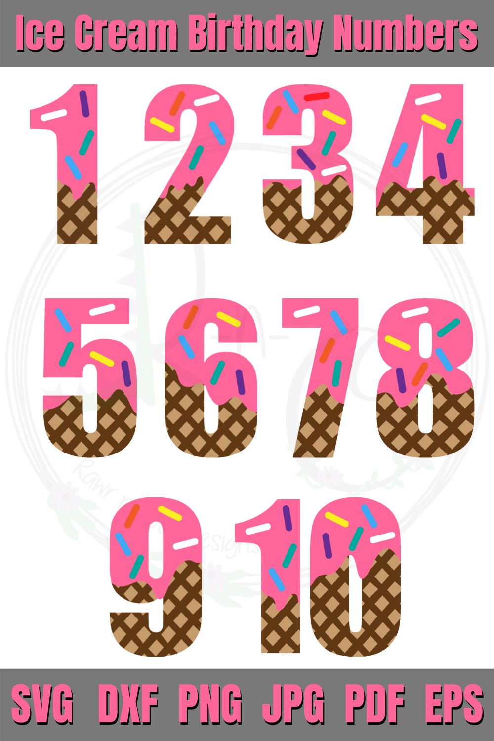 Ice Cream Numbers for Birthday Cutting Machines