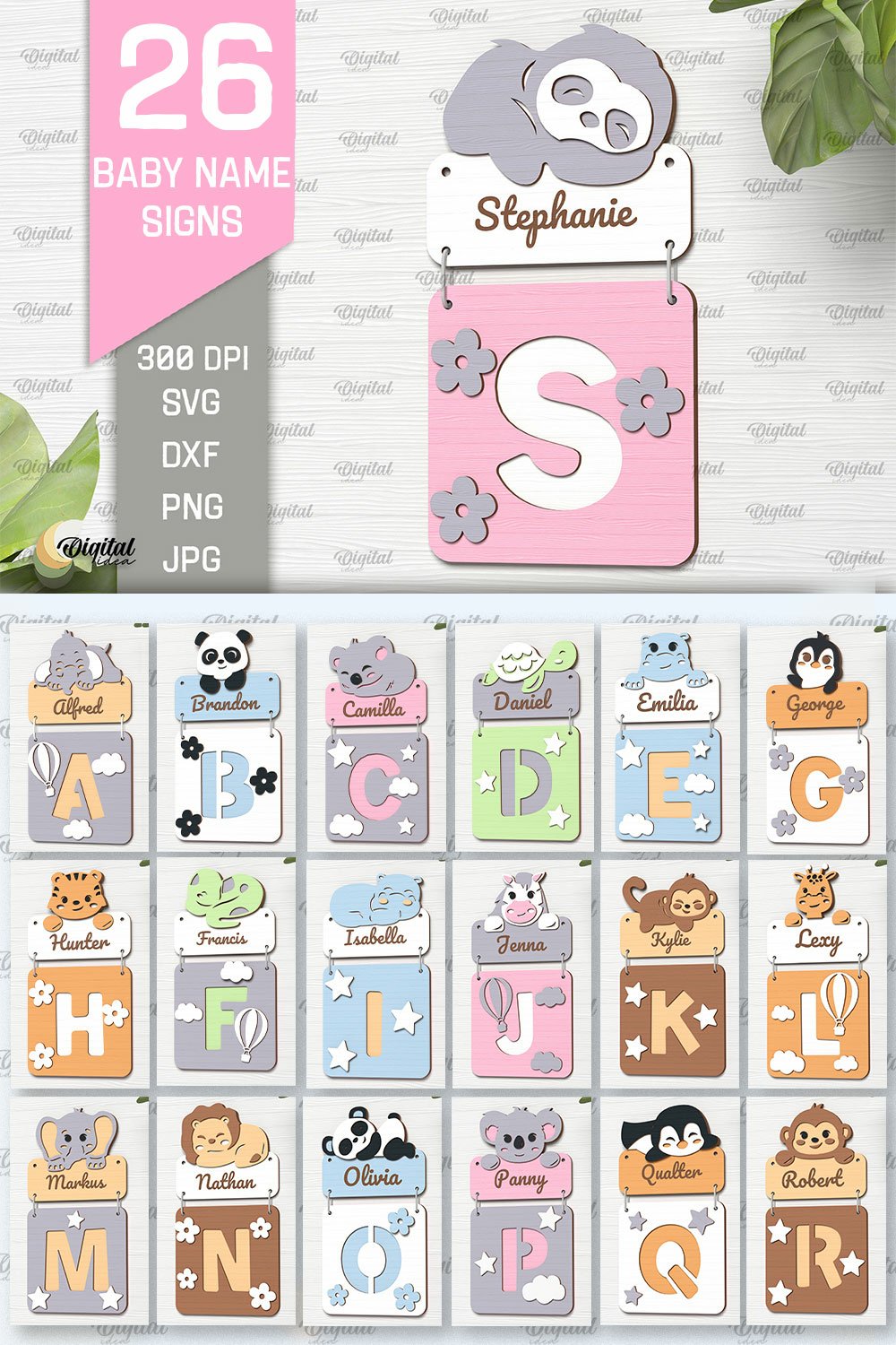 Baby Name Sign SVG Bundle. Wall Decor Laser Cut