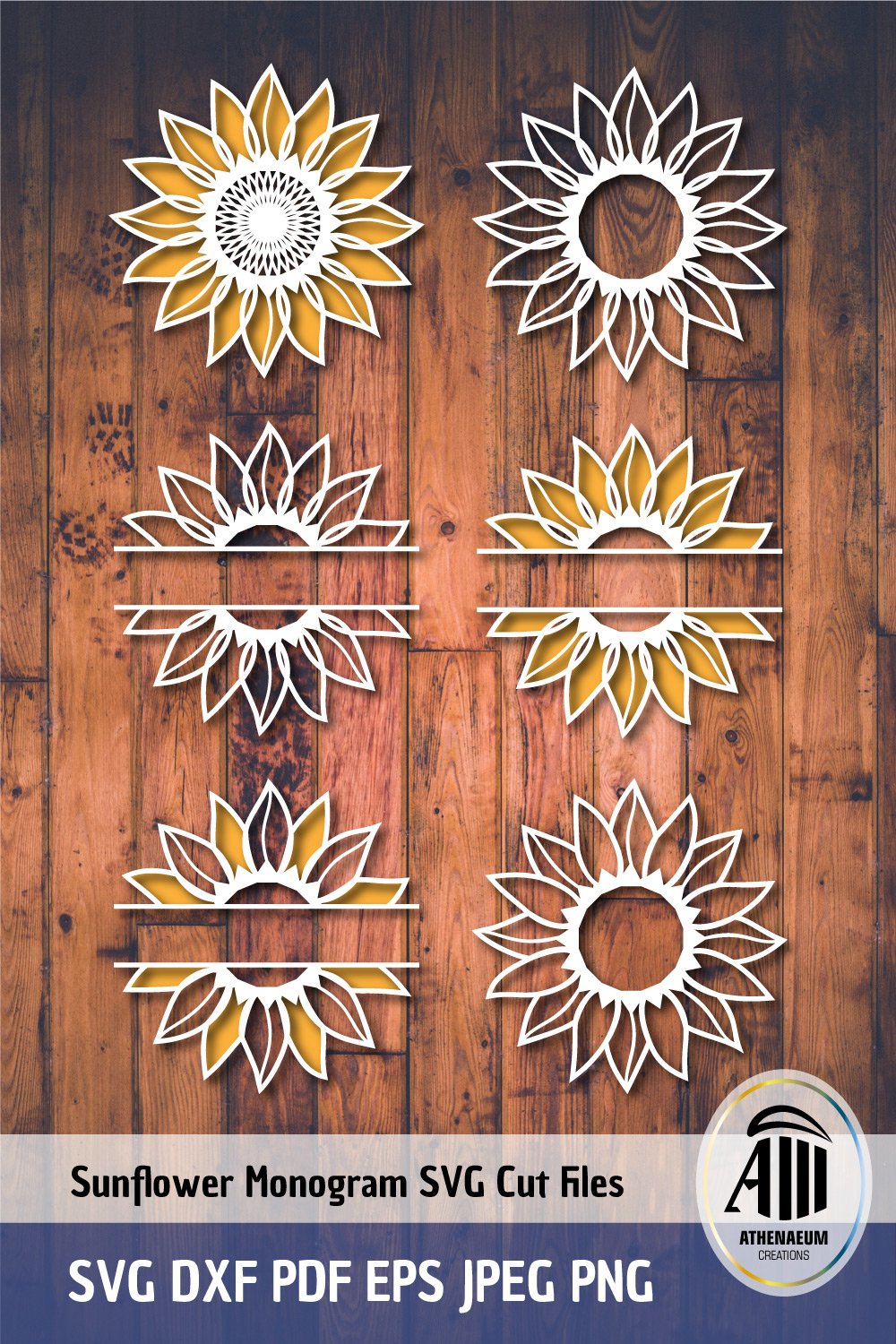 Sunflower monogram|Sunflower SVG|Monogram Sunflower Cut File
