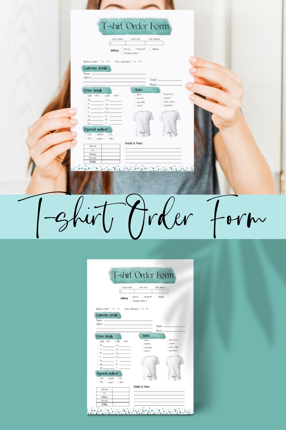 Green T-shirt Order Form Template