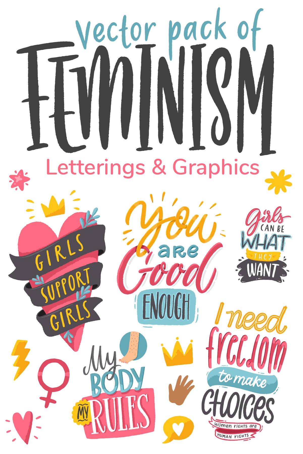 Feminism, vector letterings and graphics (189516)