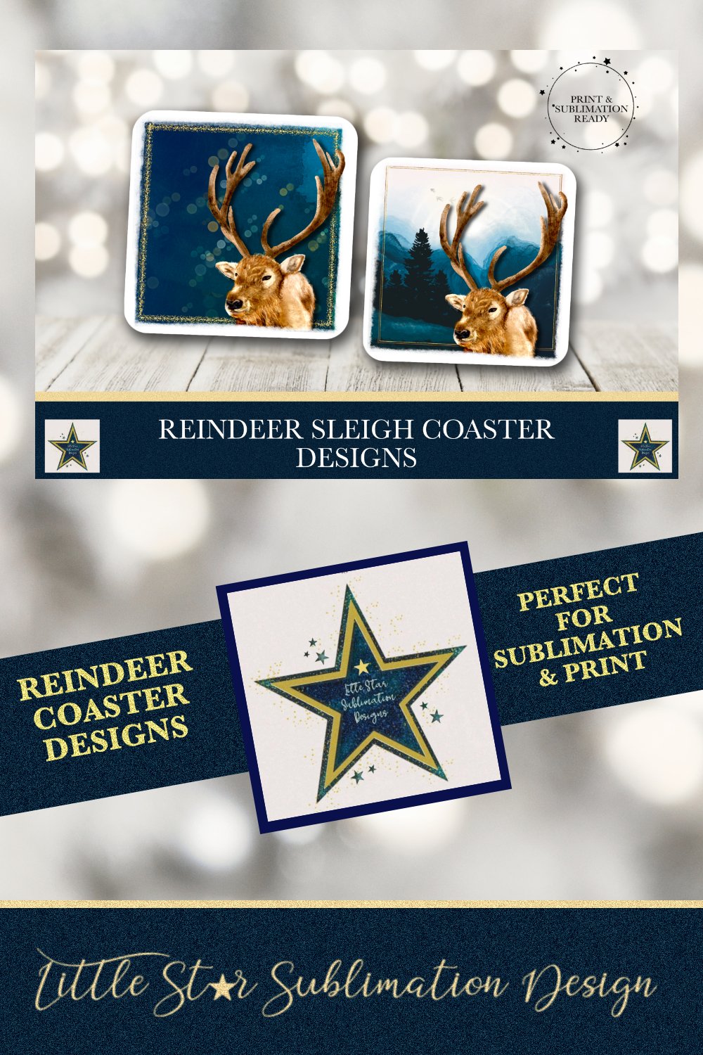 Festive Reindeer Coaster Designs