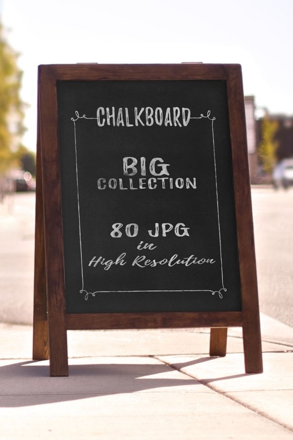 80 Chalkboards BG JPG Chalk & Bonus Text Effect PSD Template