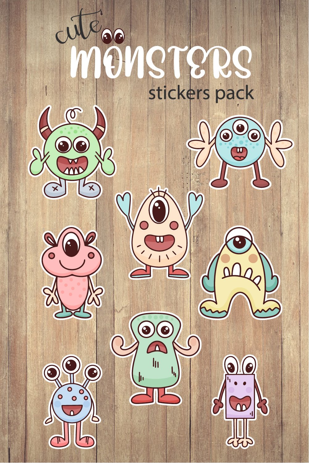 Bundle cute monster stickers SVG/PNG