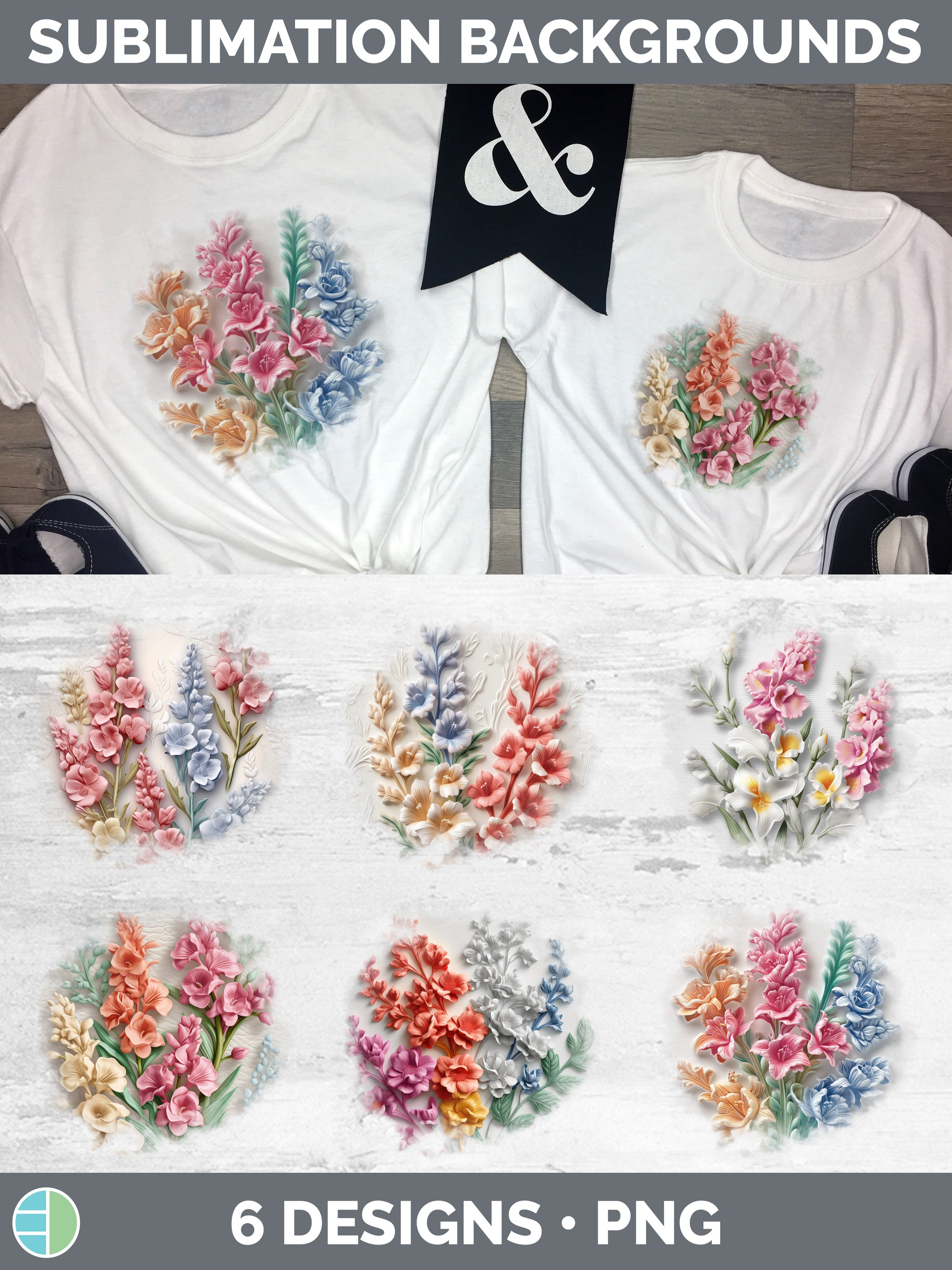 3D Snapdragon Flowers Grunge Background | Sublimation Distre