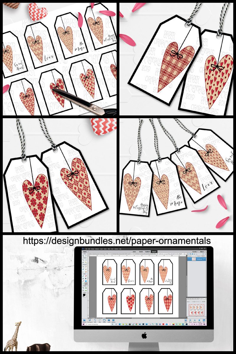 Printable Valentine Sayings Gift Tags, Prim Heart (1100746)