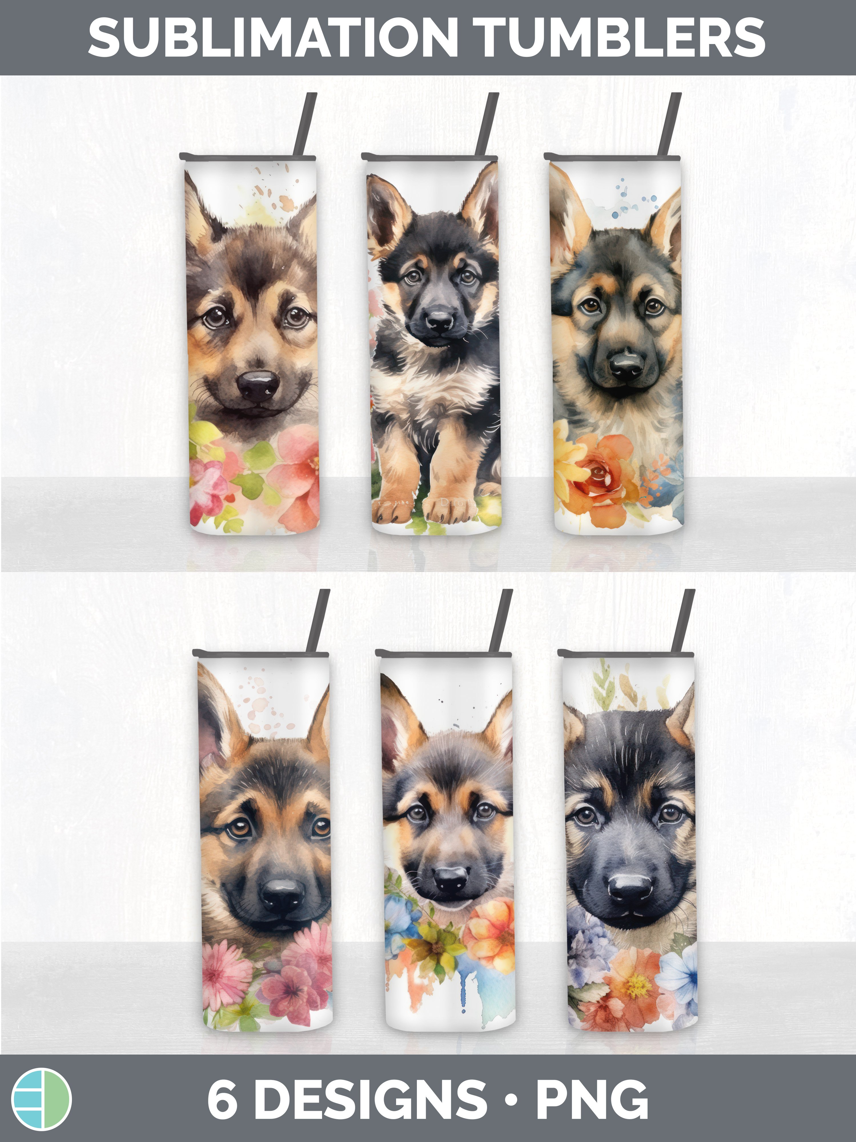 Watercolor German Shepherd Dog Tumbler | Sublimation 20 oz S