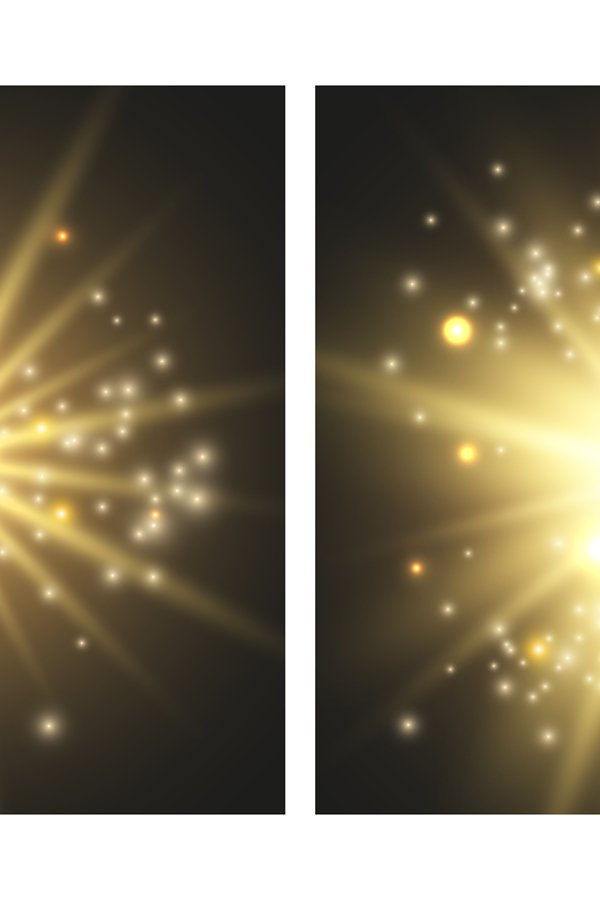 Shining lights. Gold cards, glowing effects collection. Luxu