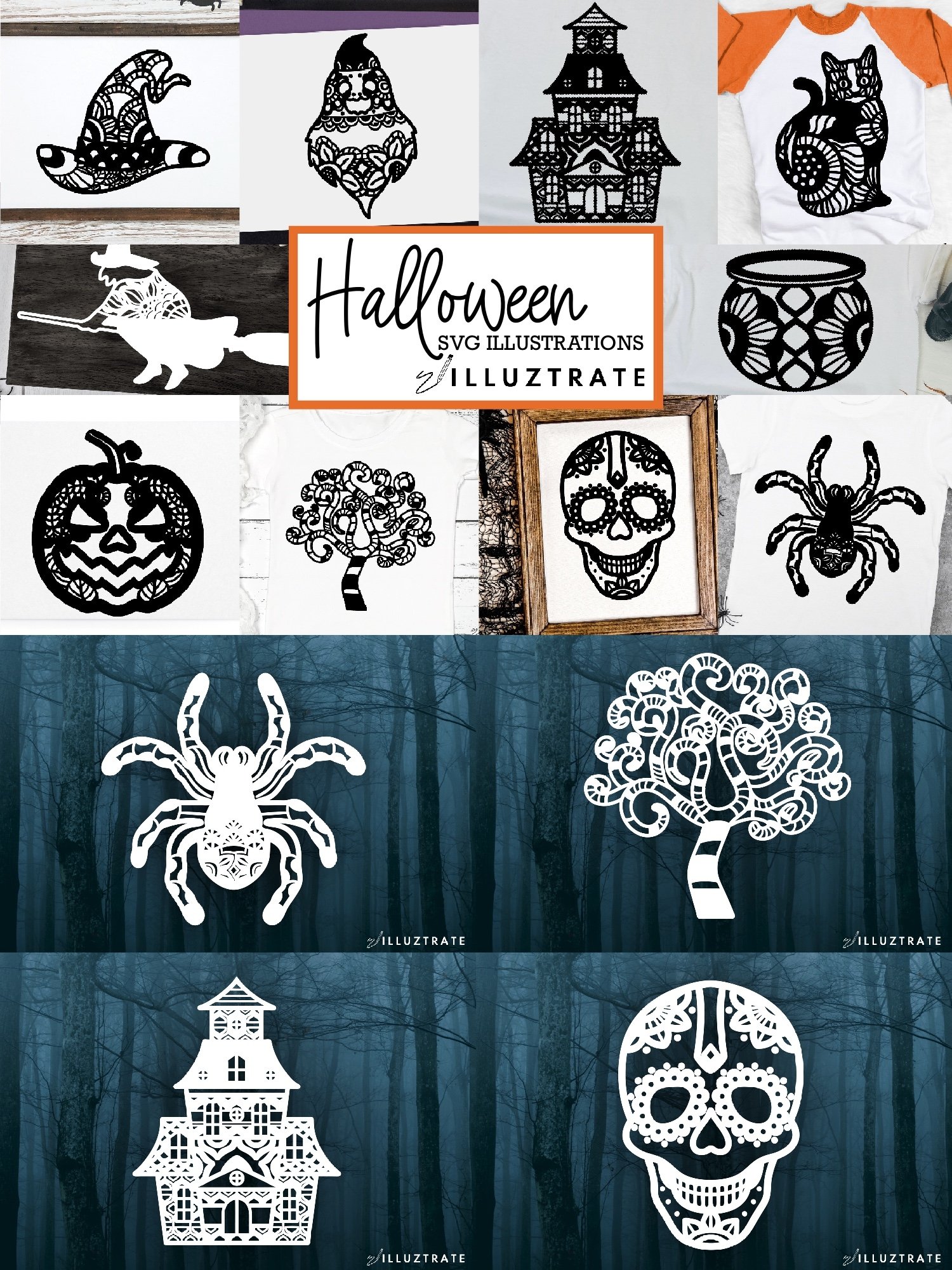 Halloween Mandala SVG Bundle | Halloween Clipart Bundle