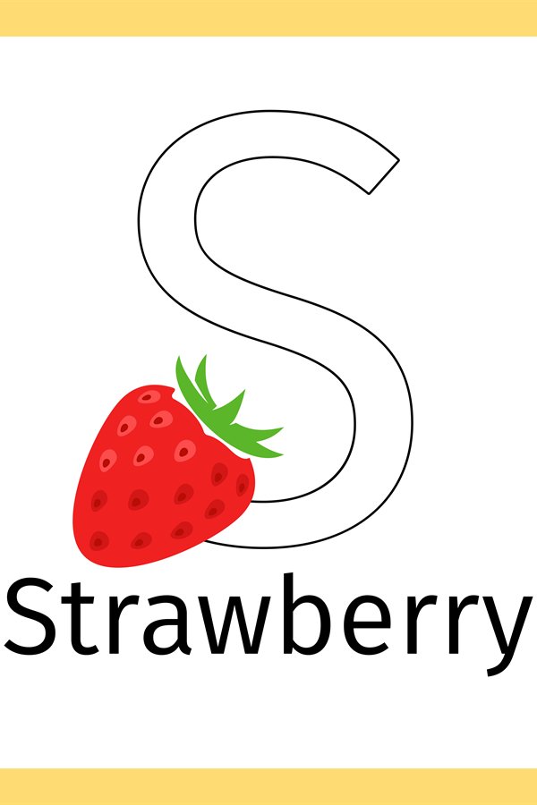 Strawberry and letter S coloring page