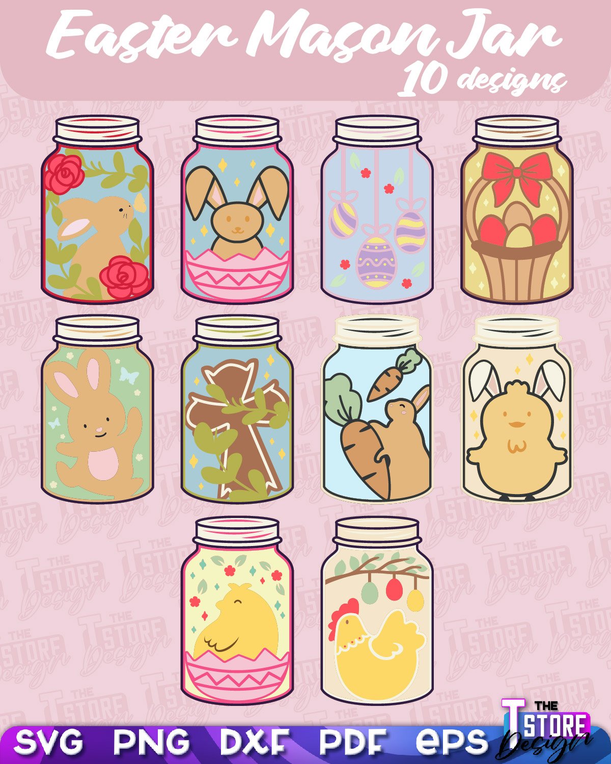 Easter Day Mason Jar|Mason Jar Papercut |3D Easter Mason Jar