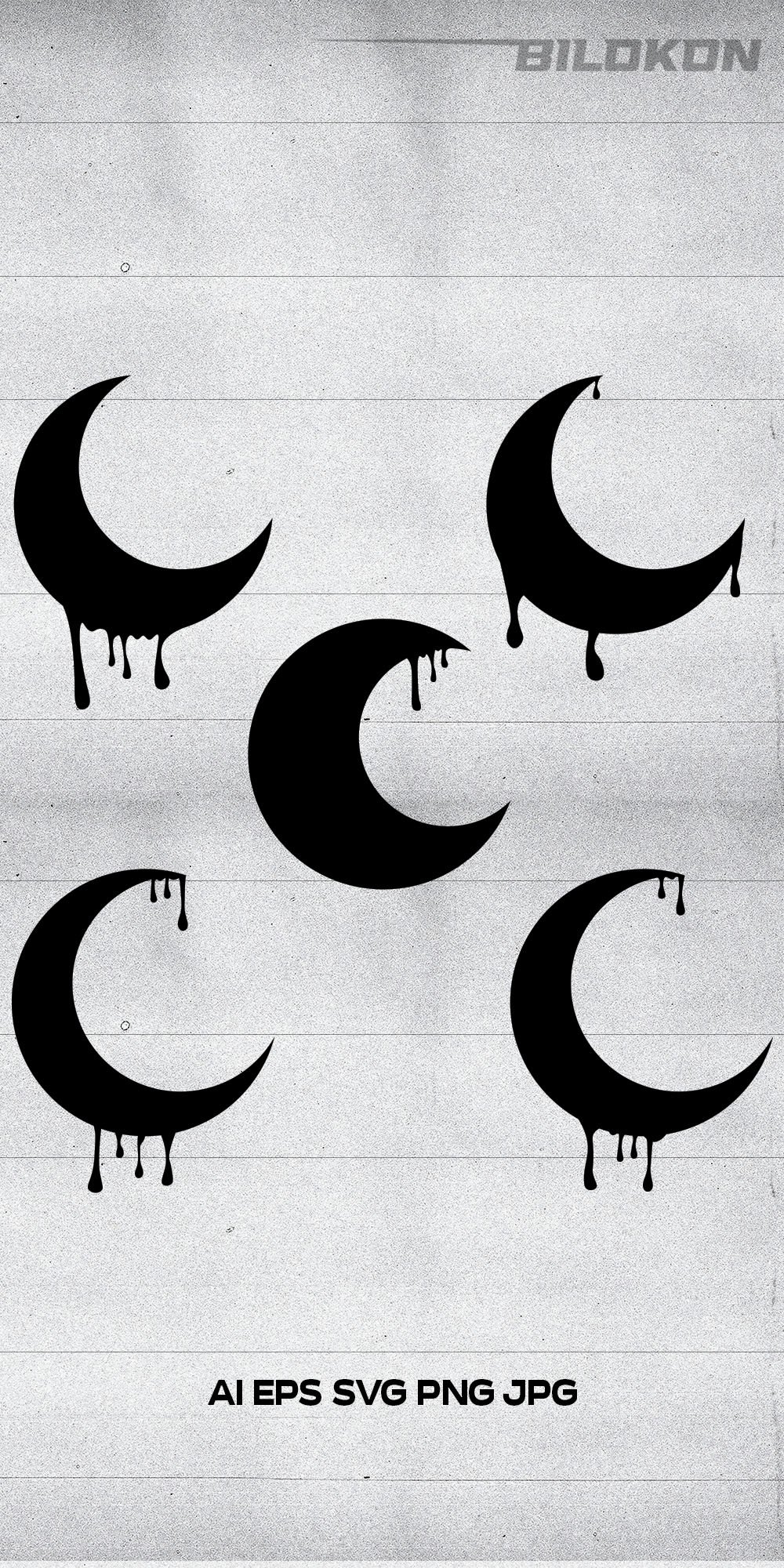 Moon drips paint, Drips set icon, SVG Vector