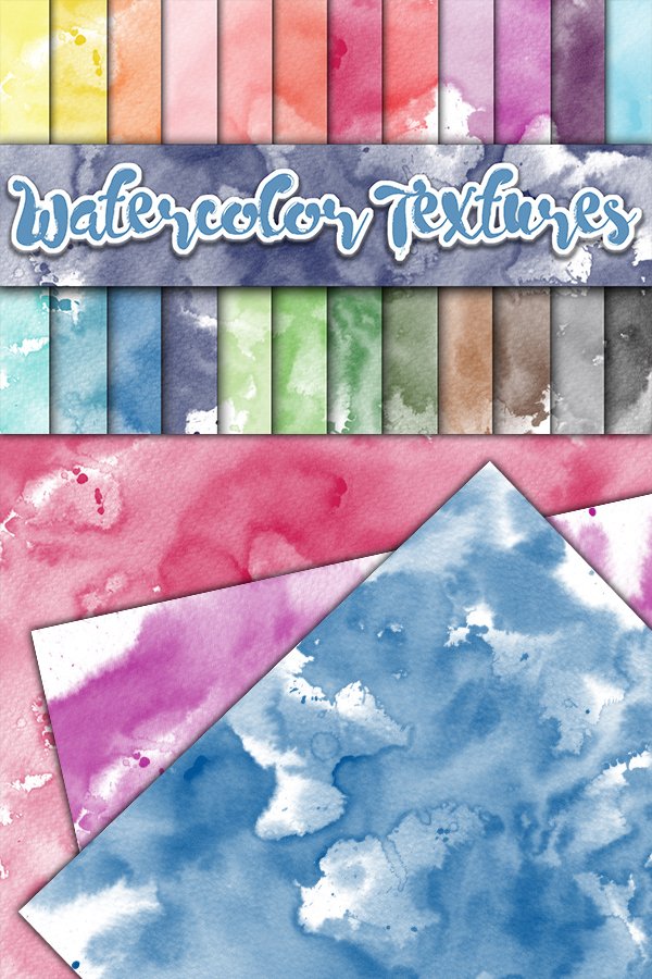 Watercolor Digital Paper Textures (37599)