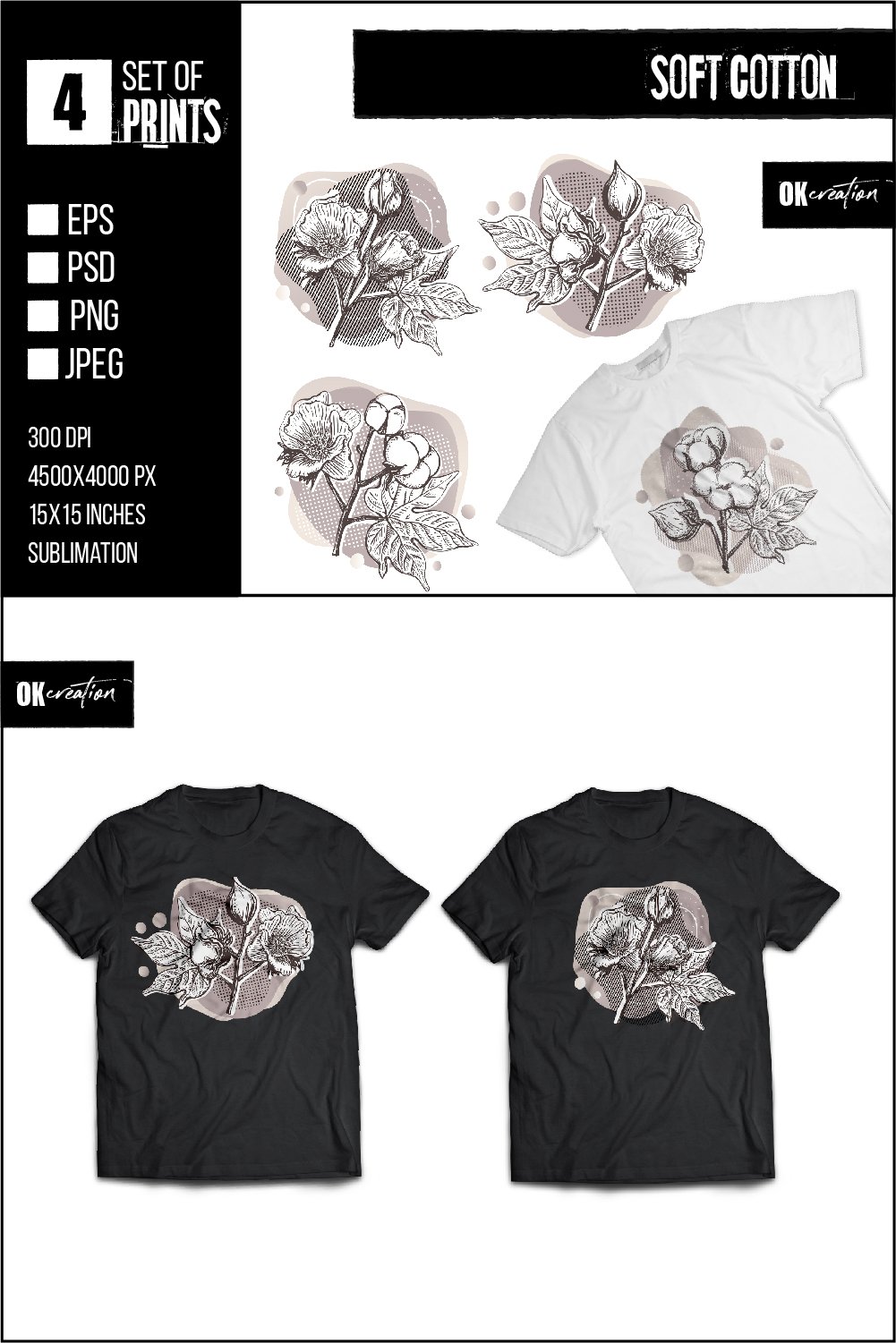 Soft cotton - vector sublimation print for t-sirts