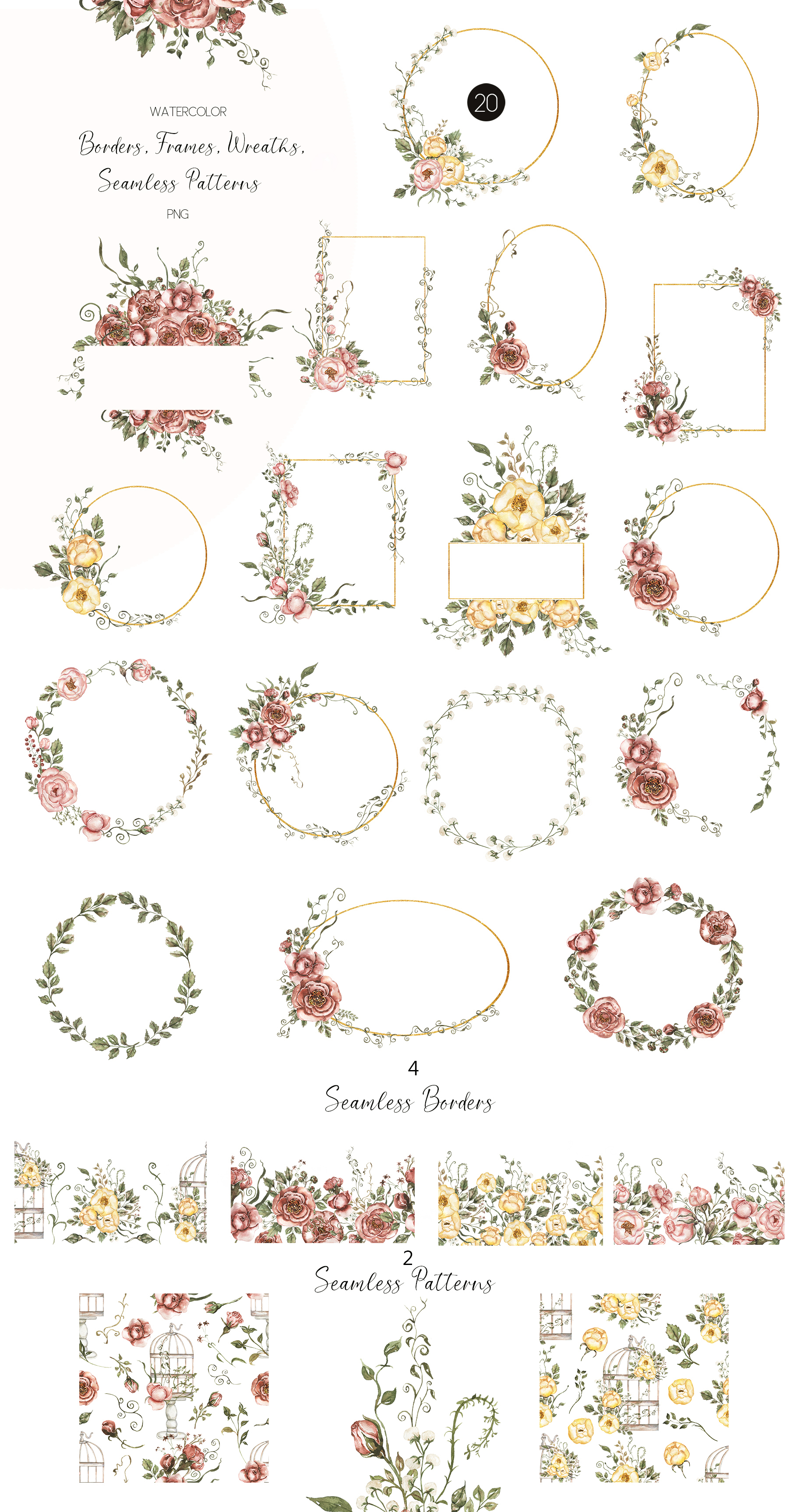 Watercolor Garden Flowers Bundle
