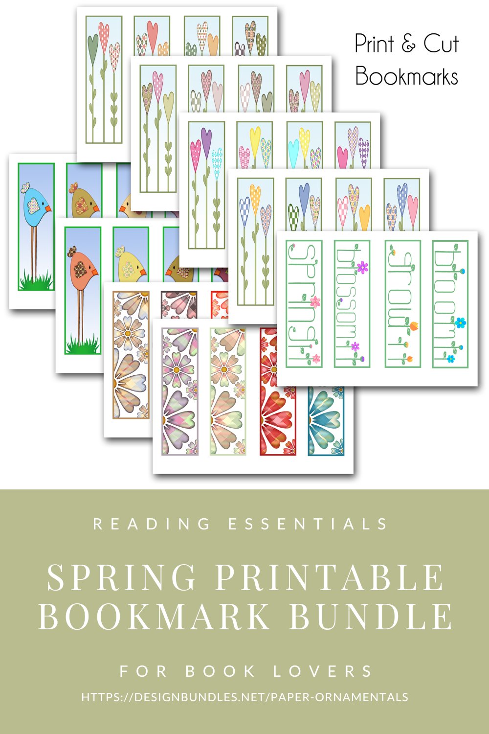 Bookmark, Printable Spring Bookmark Sets Bundle