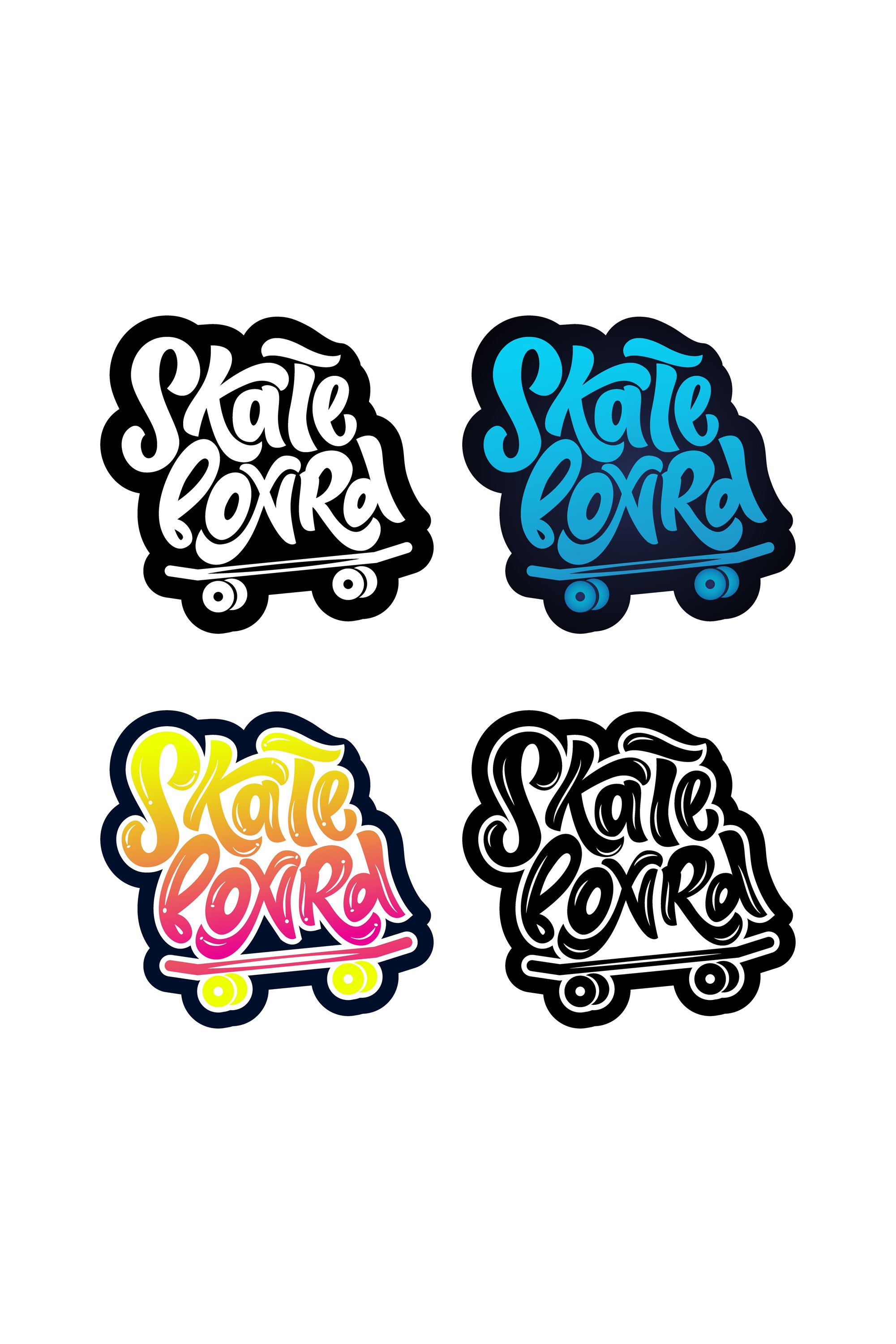 5 funny stickers logo Skateboard of various colors.PNG